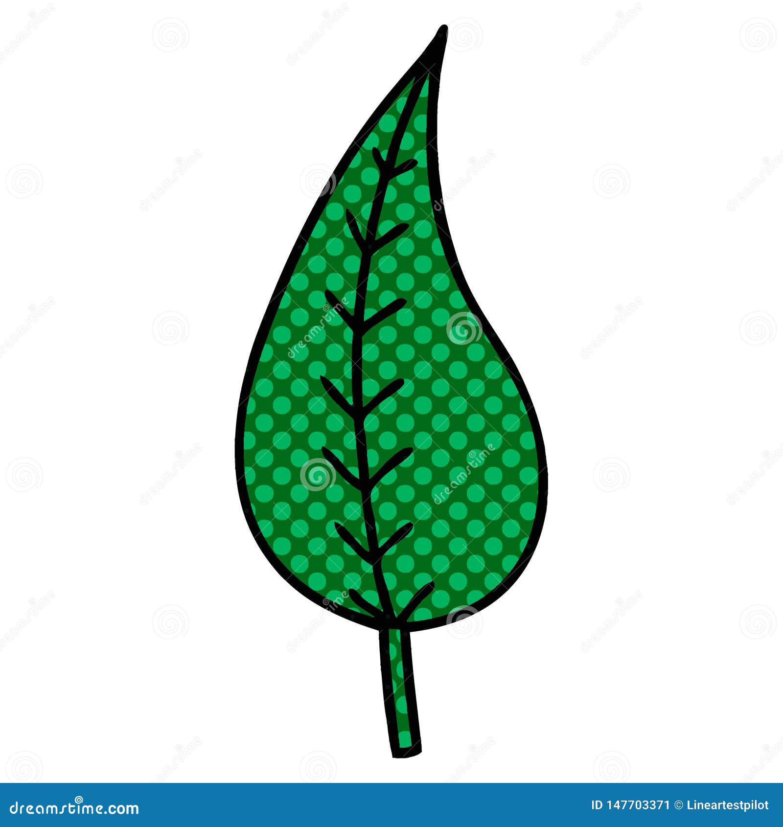 Comic Book Style Cartoon Green Leaf Stock Vector - Illustration of ...