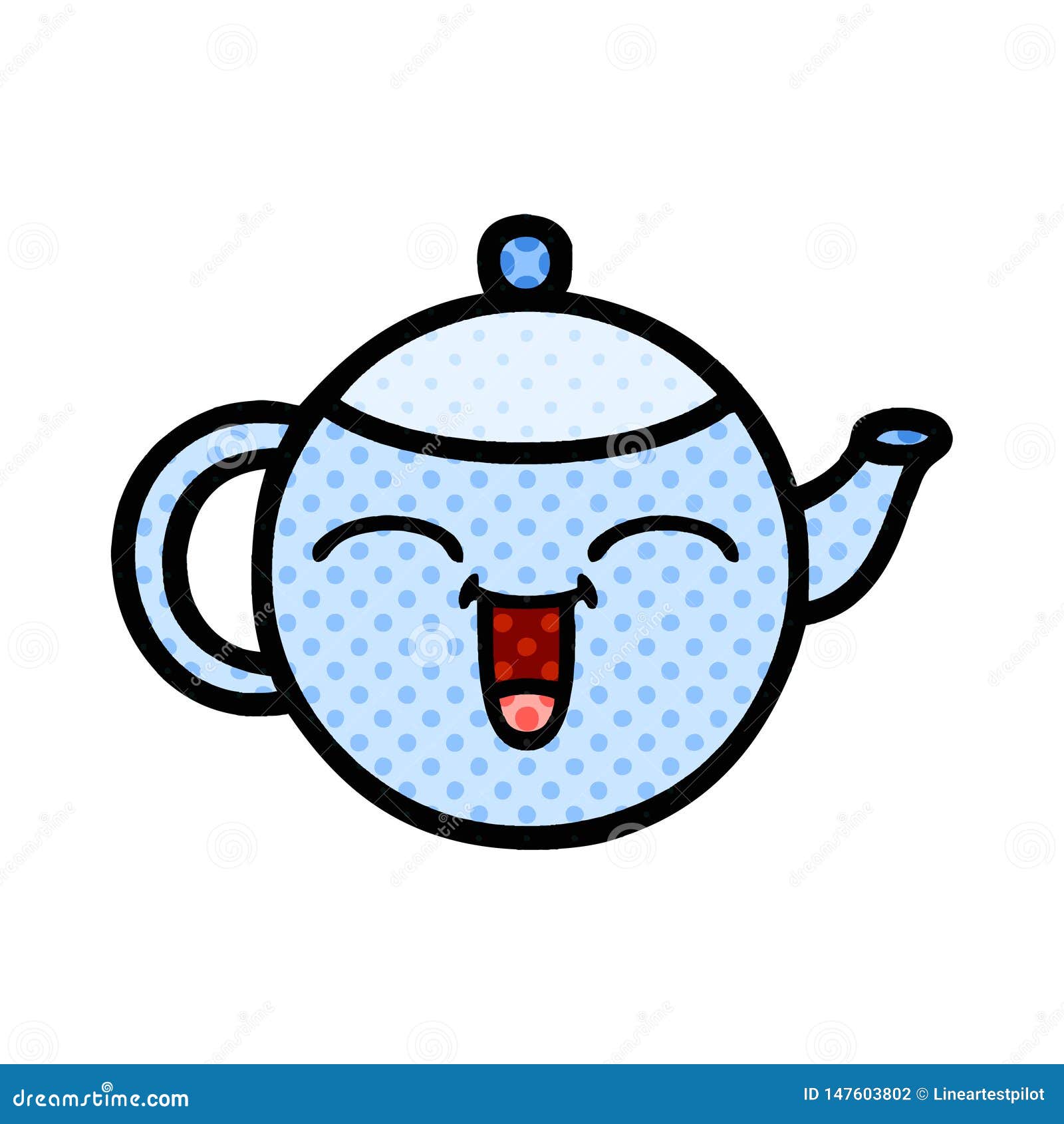 Comic Book Style Cartoon Happy Teapot Stock Vector - Illustration of ...