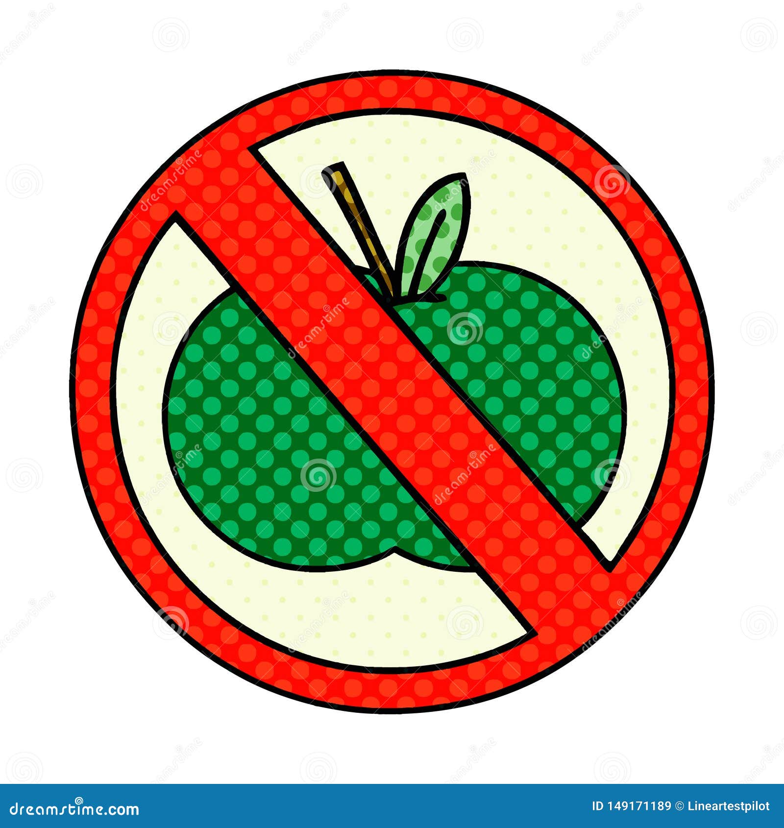Comic Book Style Cartoon No Fruit Allowed Sign Stock Vector ...