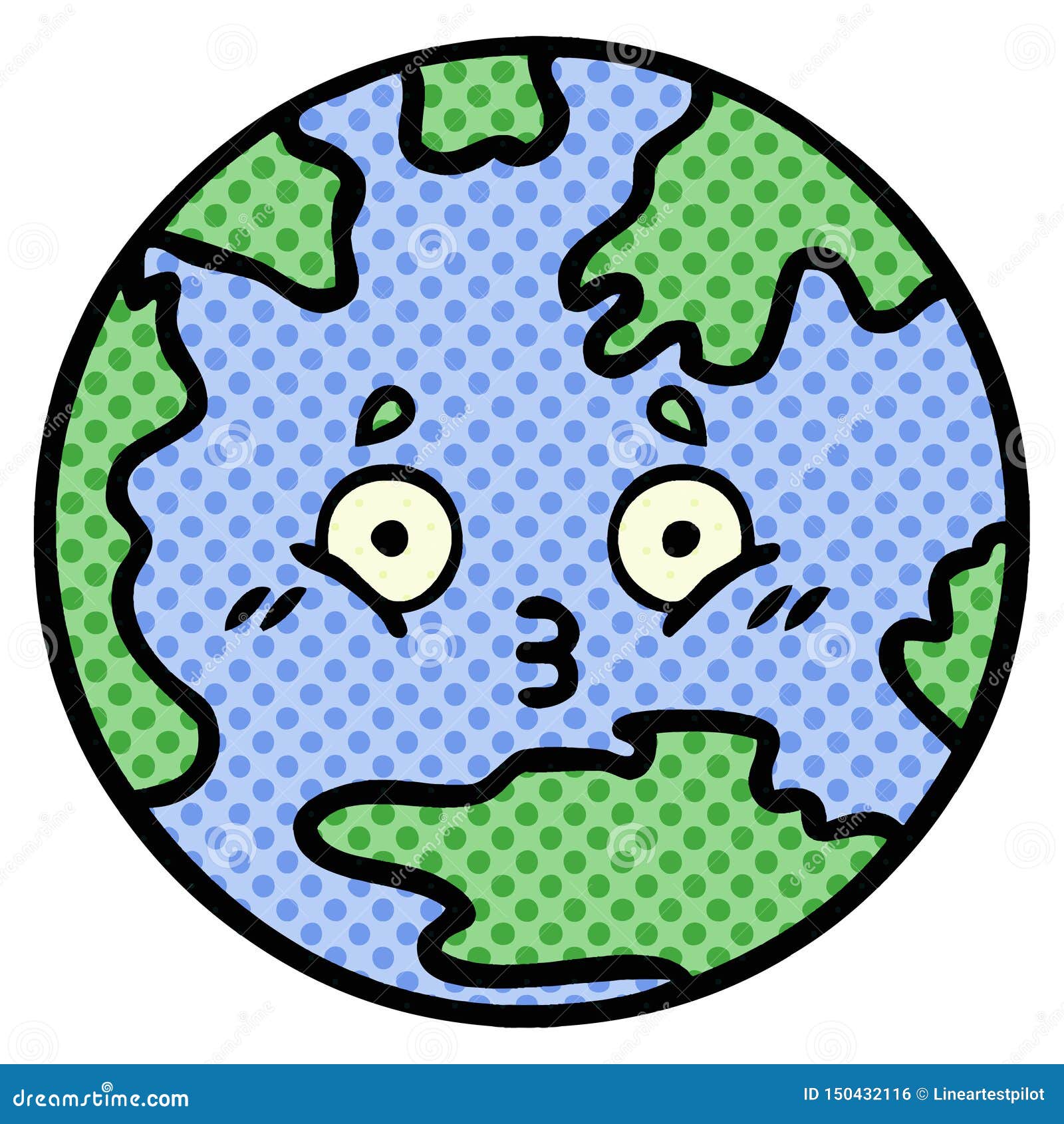 Comic Book Style Cartoon of a Planet Earth Stock Vector - Illustration ...