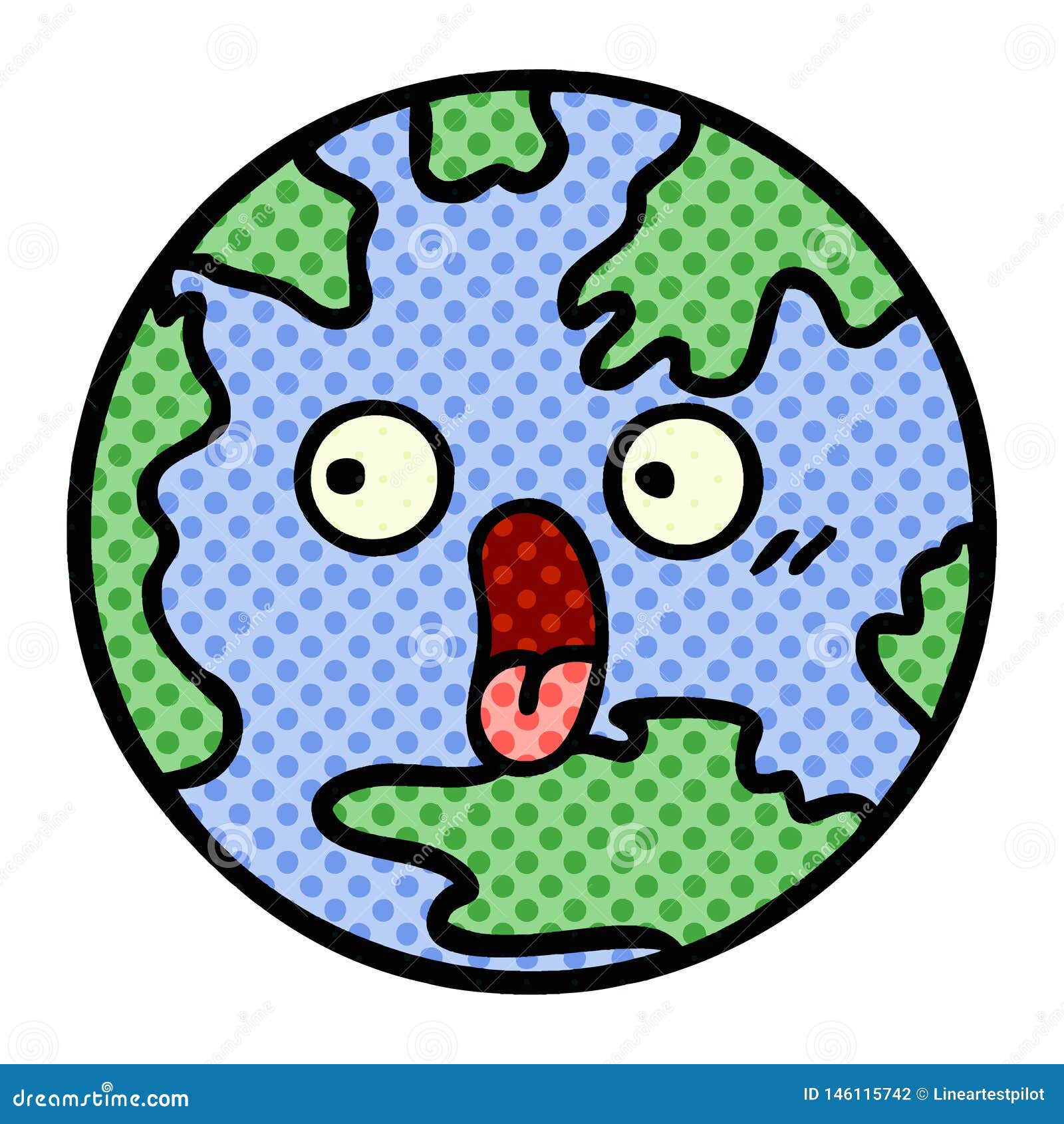 Comic Book Style Cartoon of a Planet Earth Stock Vector - Illustration ...