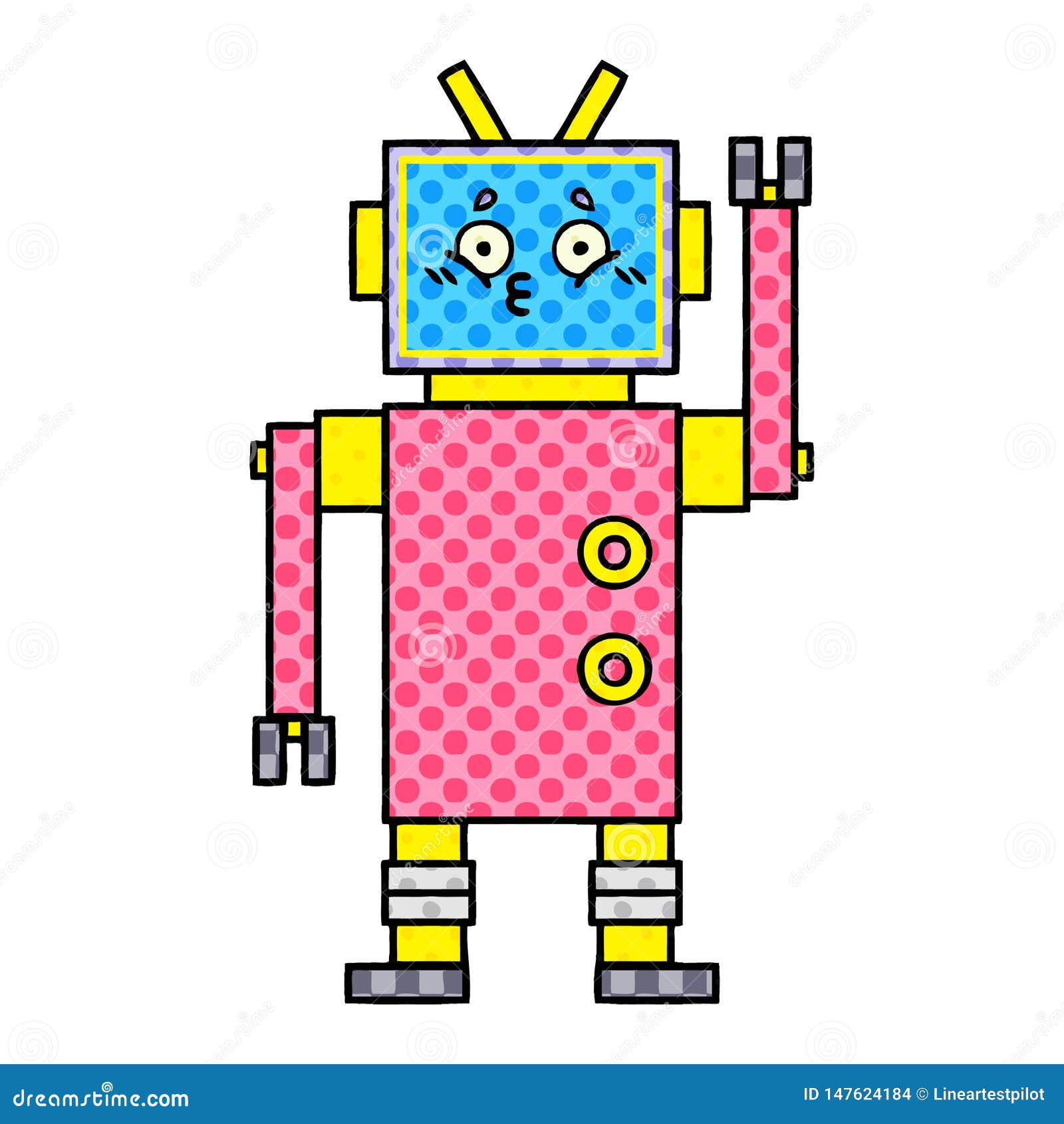 Comic Book Style Cartoon Robot Stock Vector - Illustration of comic ...