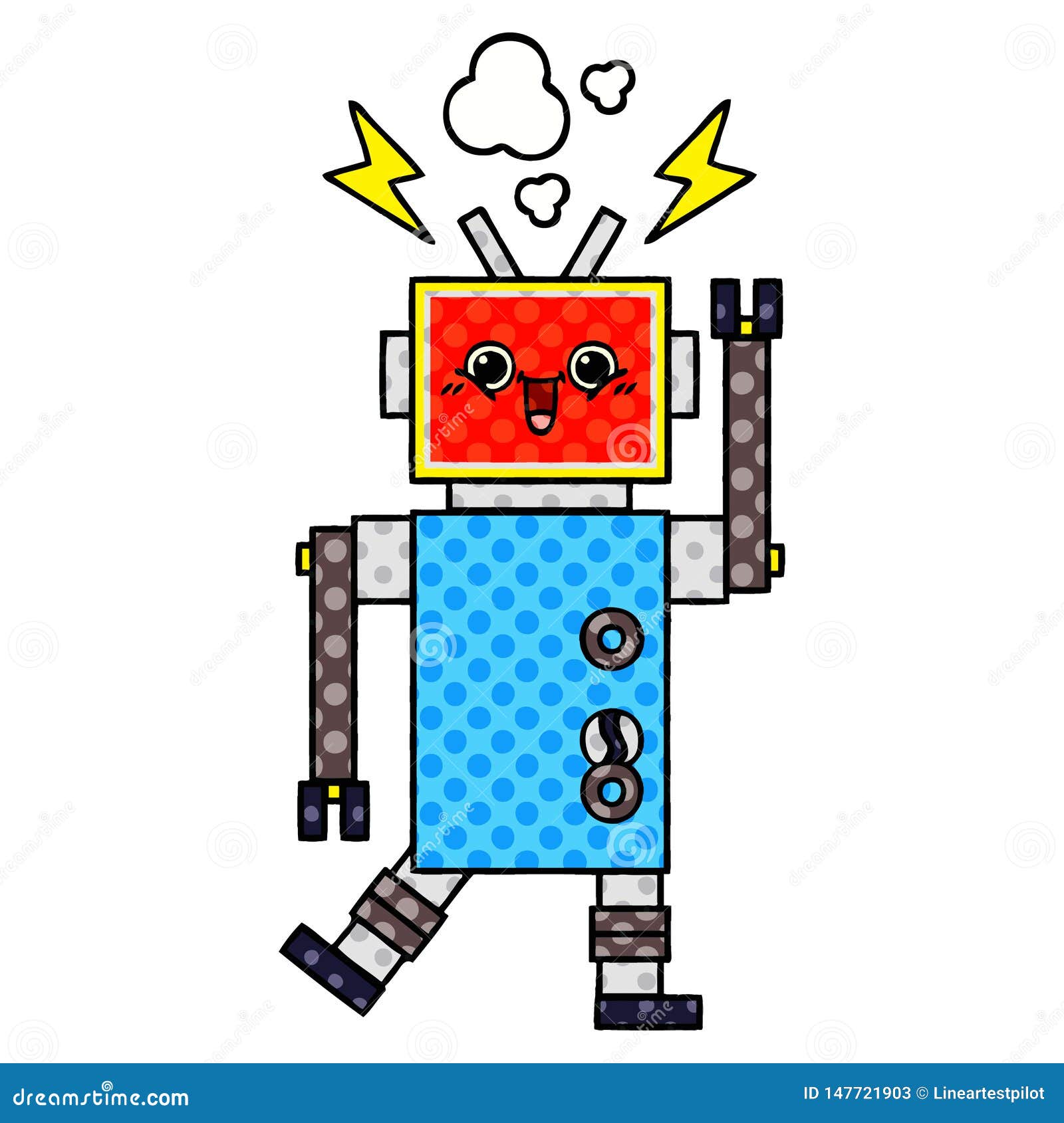 Comic Book Style Cartoon Robot Stock Vector - Illustration of book ...