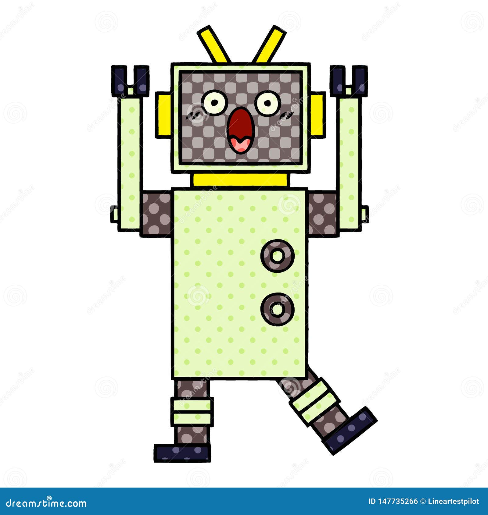 Comic Book Style Cartoon Robot Stock Vector - Illustration of ...