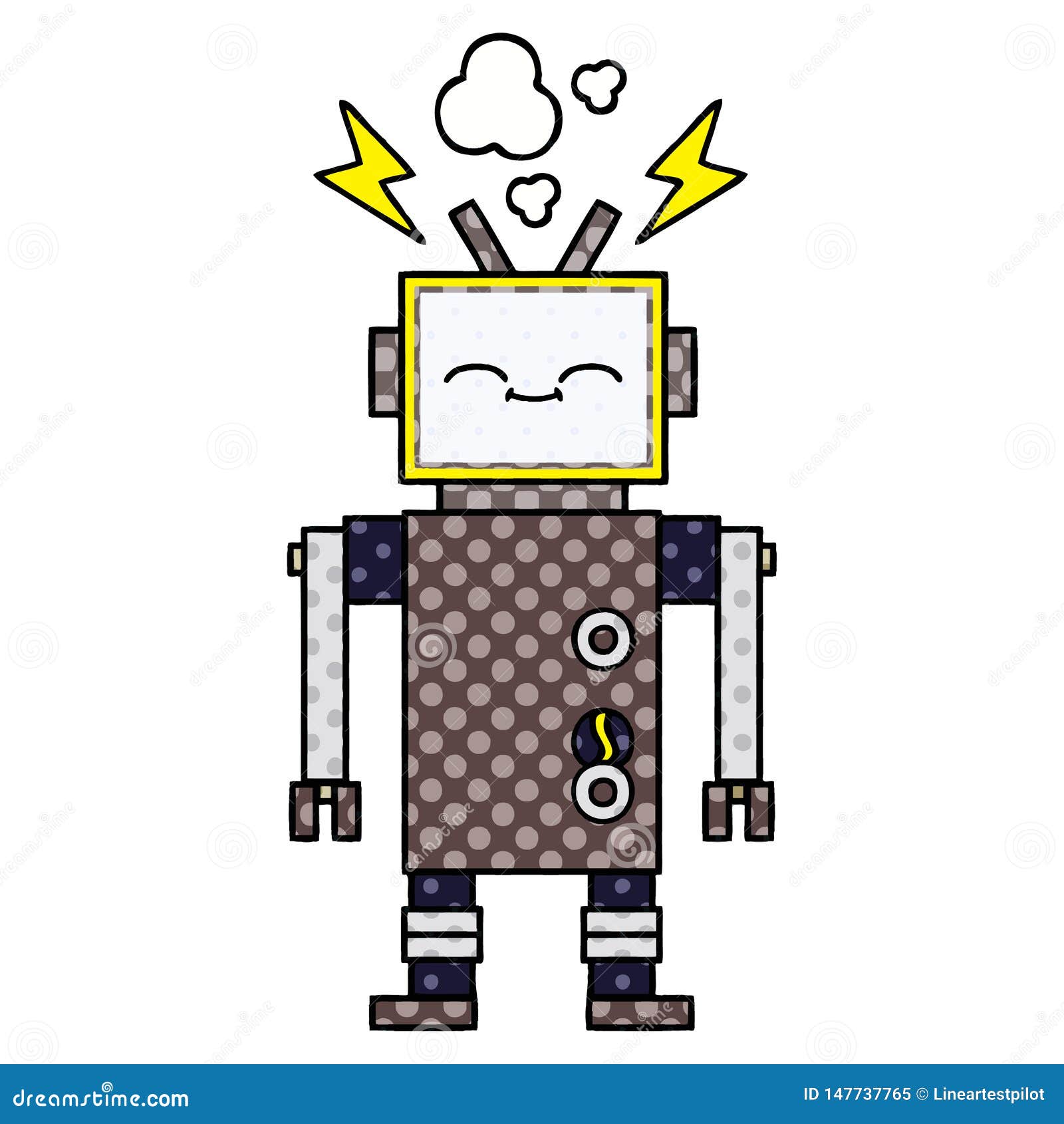 Comic Book Style Cartoon Robot Stock Vector - Illustration of artwork ...