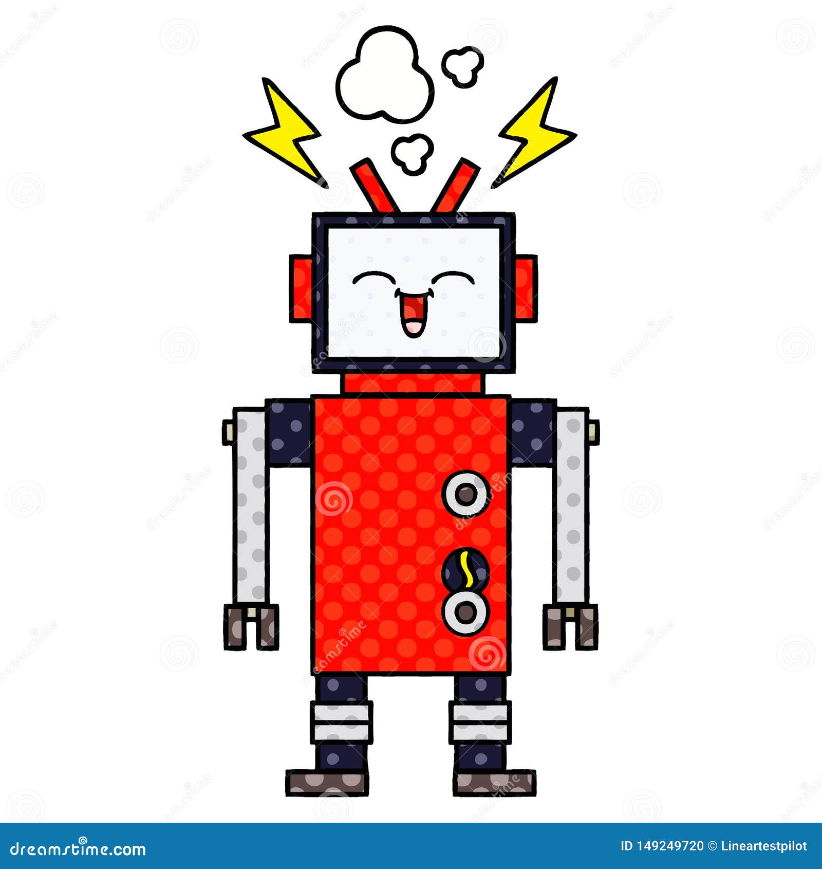 Comic Book Style Cartoon Robot Stock Vector - Illustration of ...