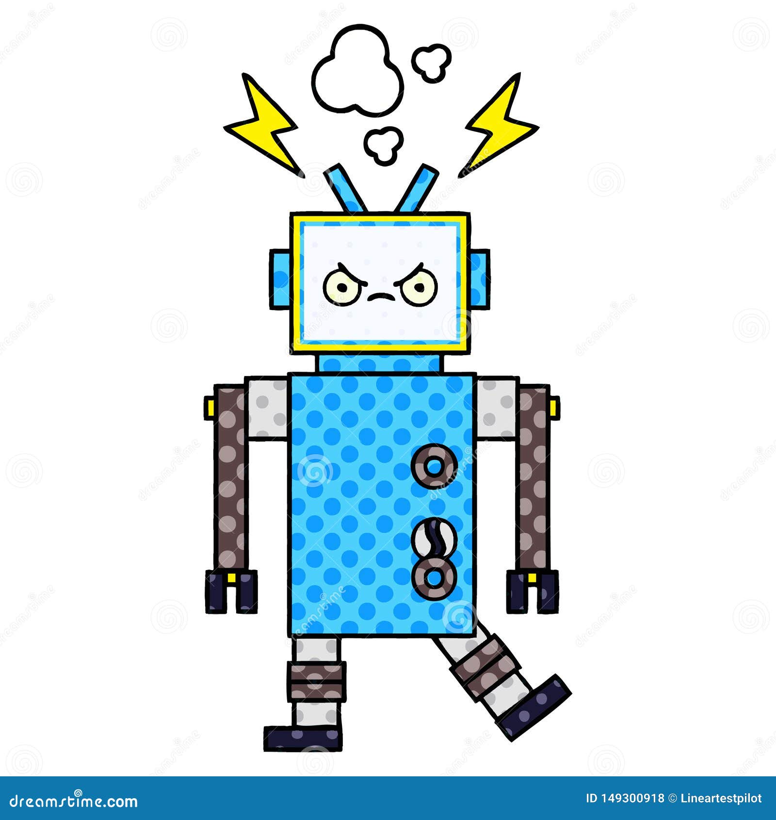 Comic Book Style Cartoon Robot Stock Vector - Illustration of ...