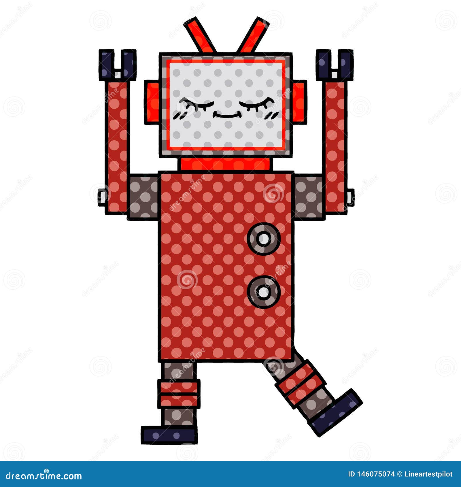 Comic Book Style Cartoon of a Robot Stock Vector - Illustration of hand ...