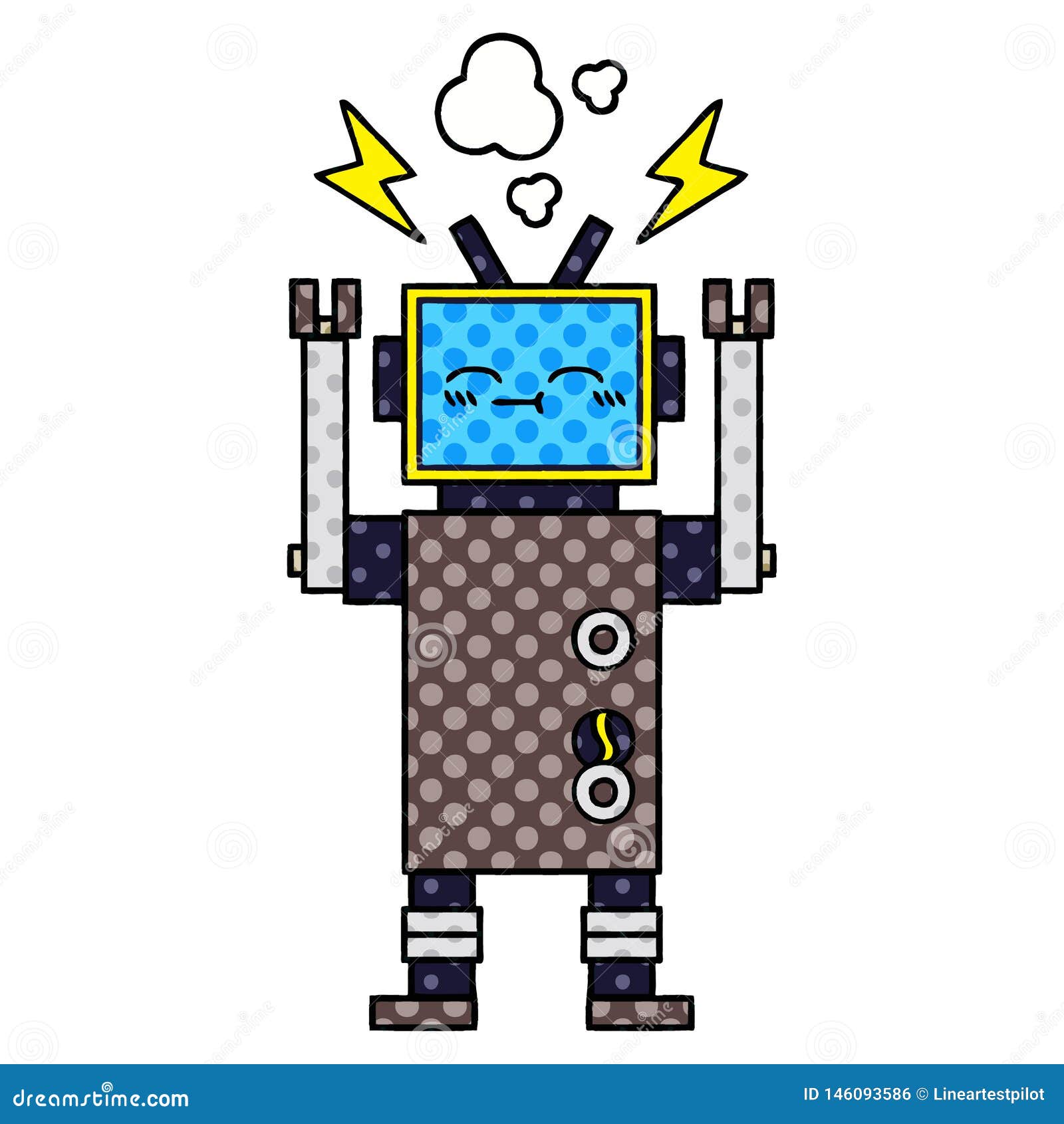 Comic Book Style Cartoon of a Robot Stock Vector - Illustration of ...