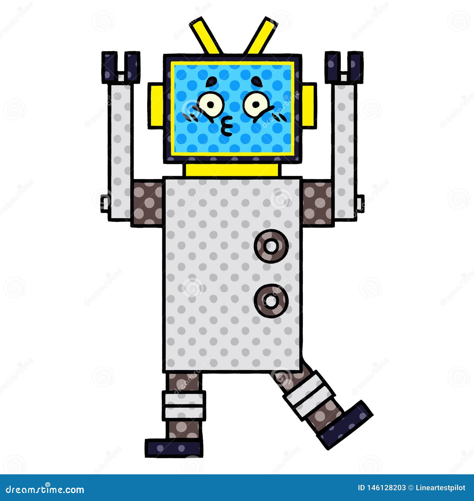 Comic Book Style Cartoon of a Robot Stock Vector - Illustration of ...