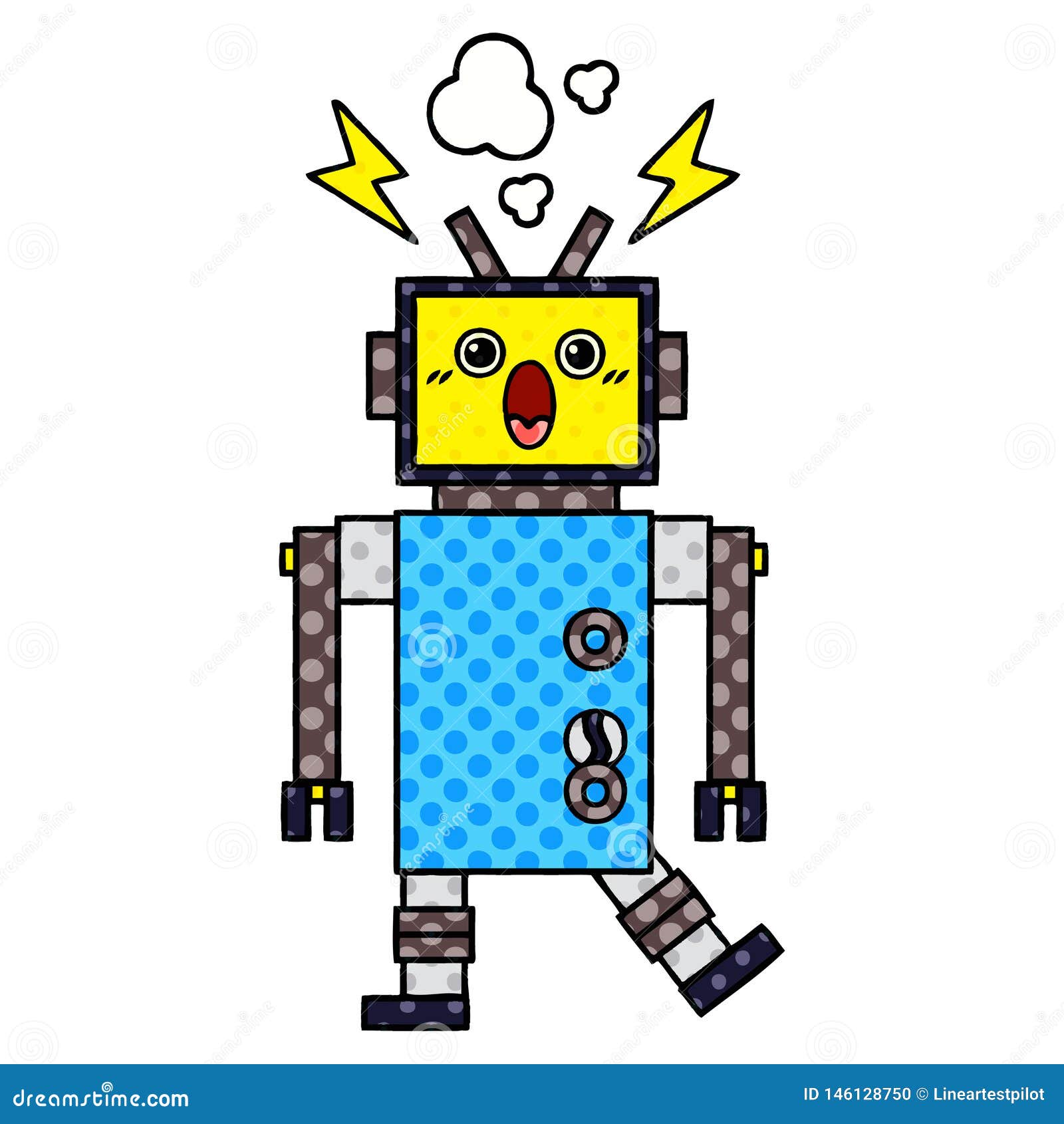 Comic Book Style Cartoon of a Robot Stock Vector - Illustration of ...