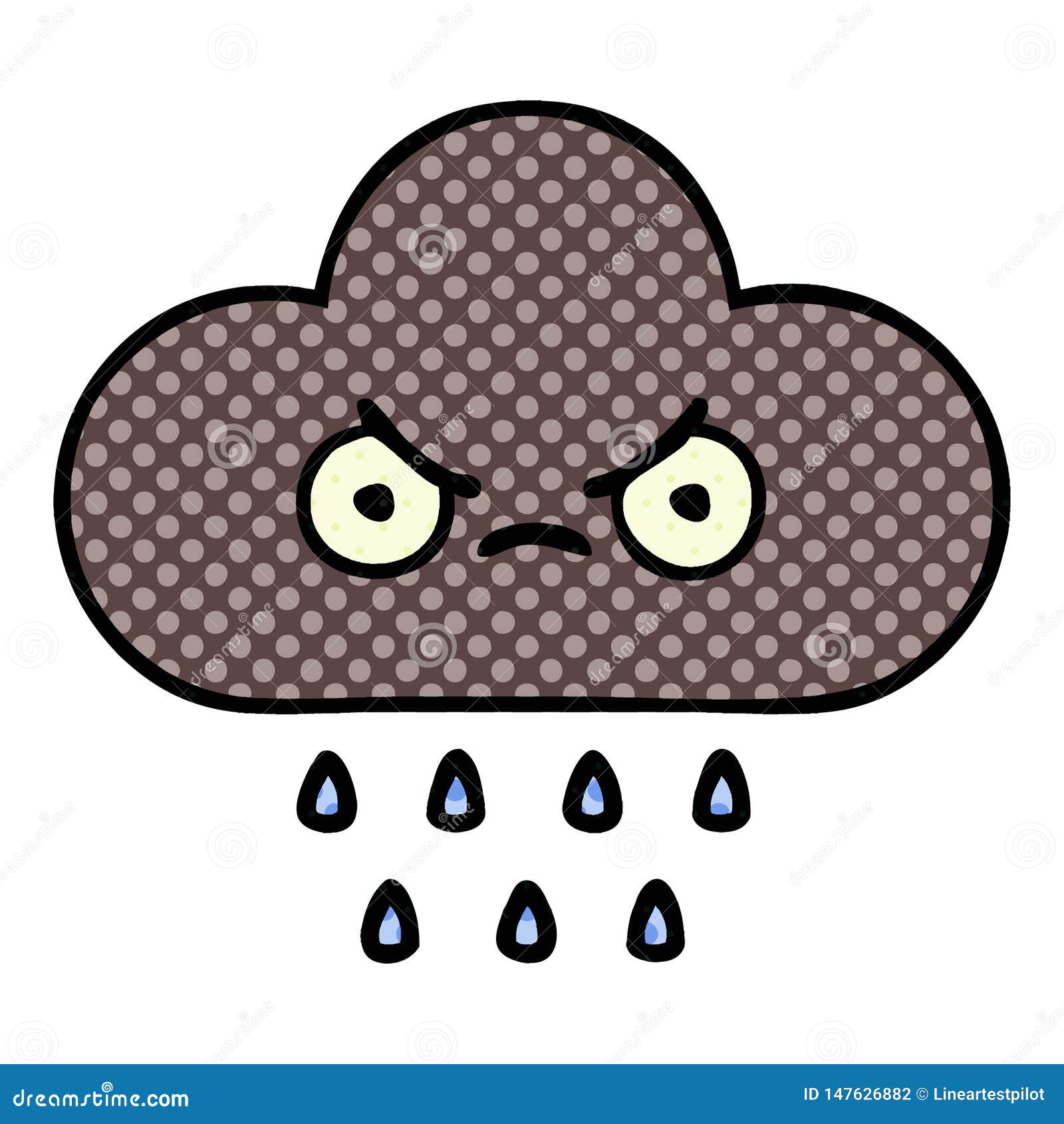 Comic Book Style Cartoon Storm Rain Cloud Stock Vector - Illustration ...