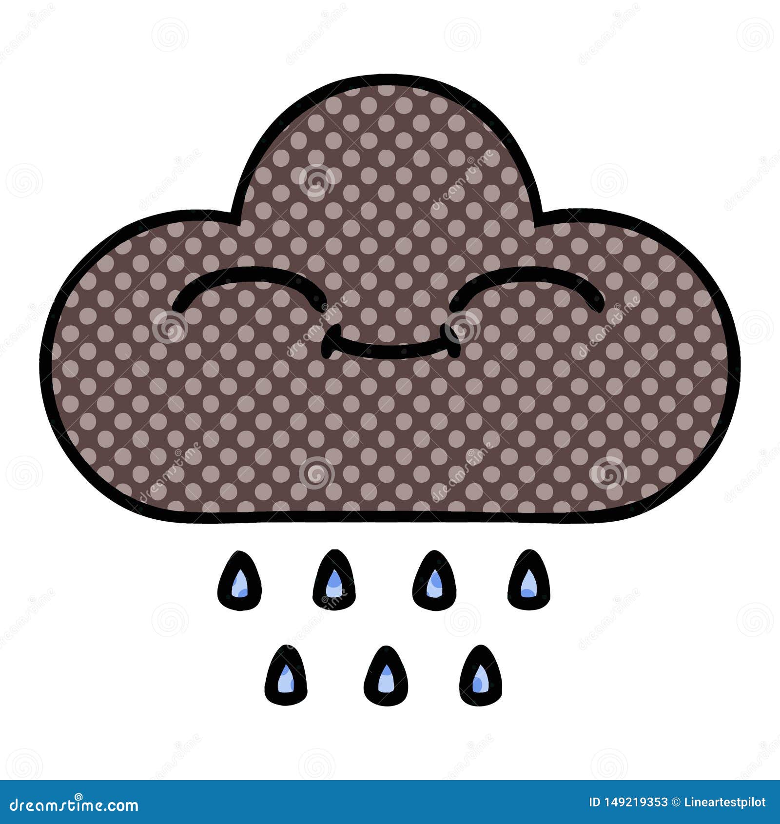 Comic Book Style Cartoon Storm Rain Cloud Stock Vector - Illustration ...