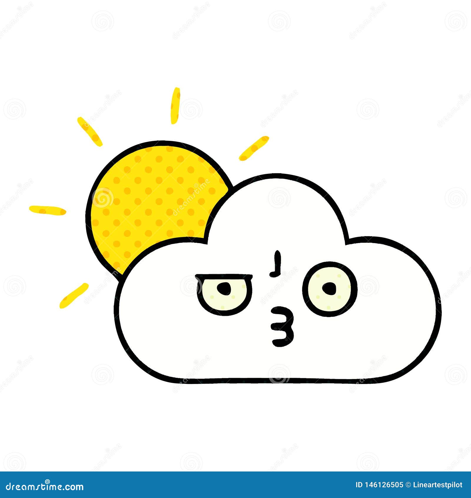 Comic Book Style Cartoon of a Sunshine and Cloud Stock Vector ...