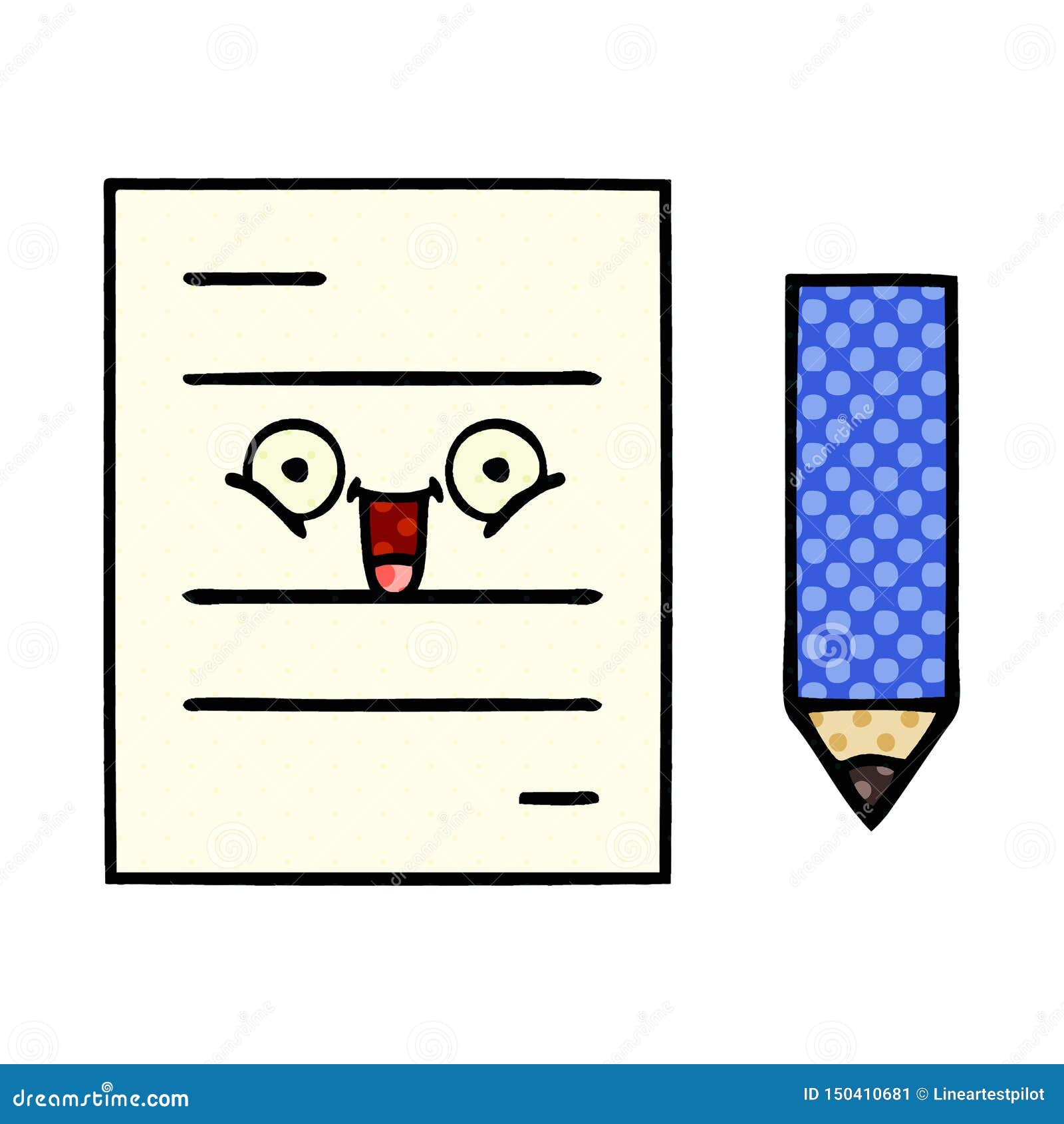 Comic Book Style Cartoon of a Test Paper Stock Vector - Illustration of ...