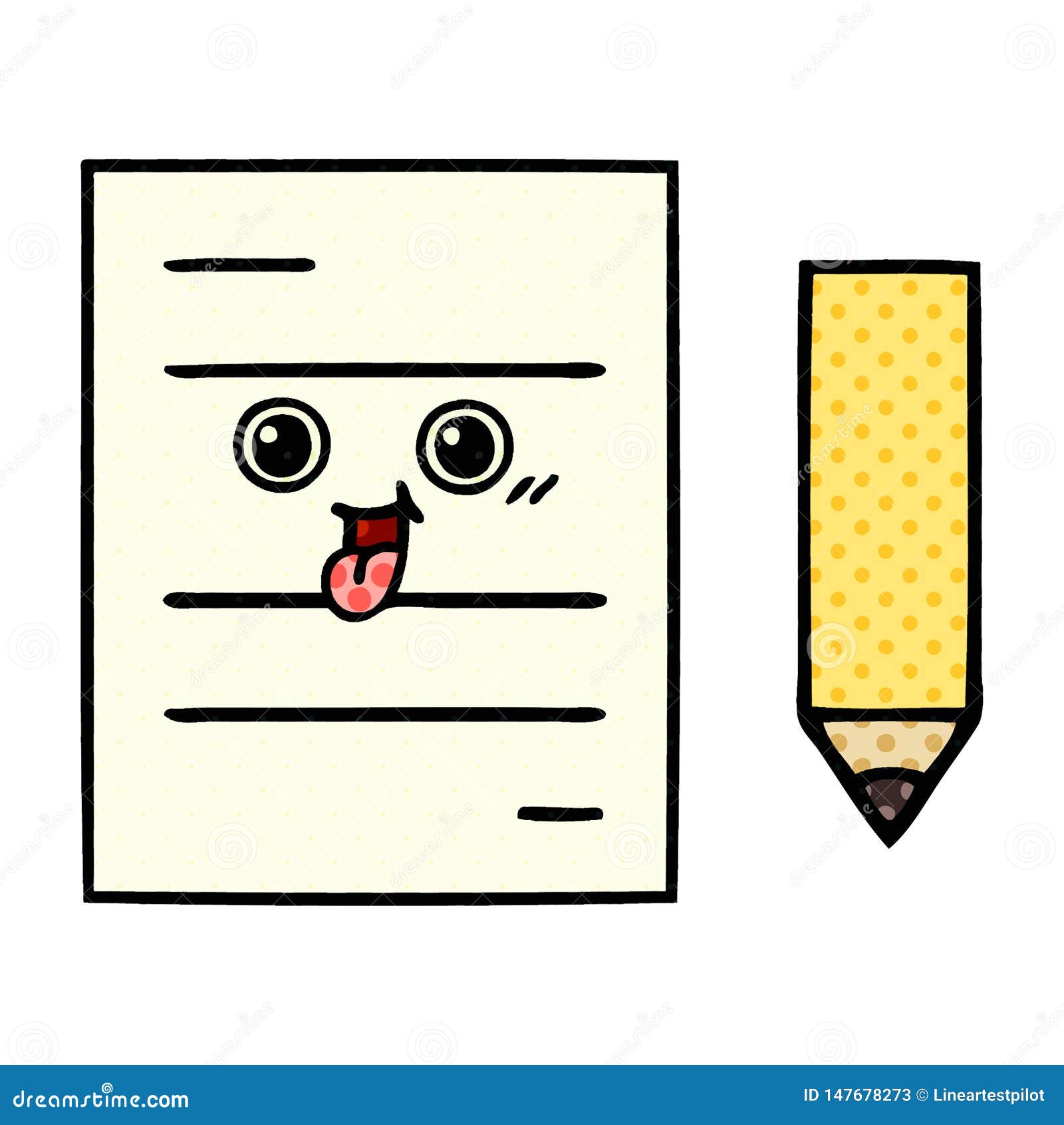 Comic Book Style Cartoon Test Paper Stock Vector - Illustration of cute ...