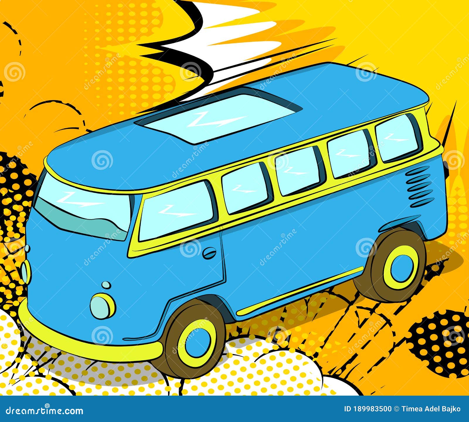 Illustration of a Cool Retro Van, Camping Car Stock Vector ...