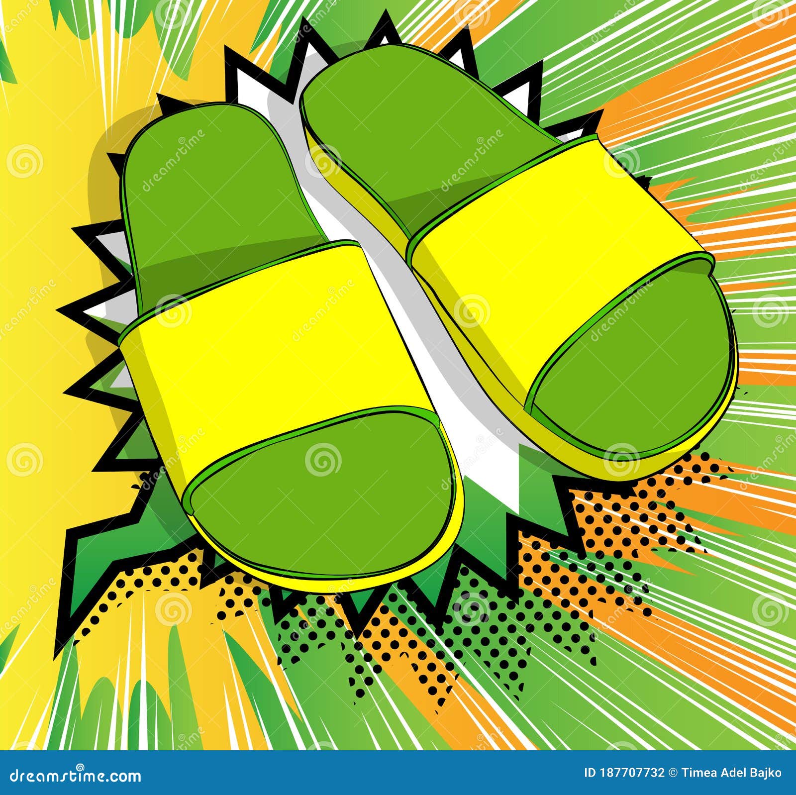 Comic Book Style, Cartoon Vector Illustration of a Pair of Slippers ...