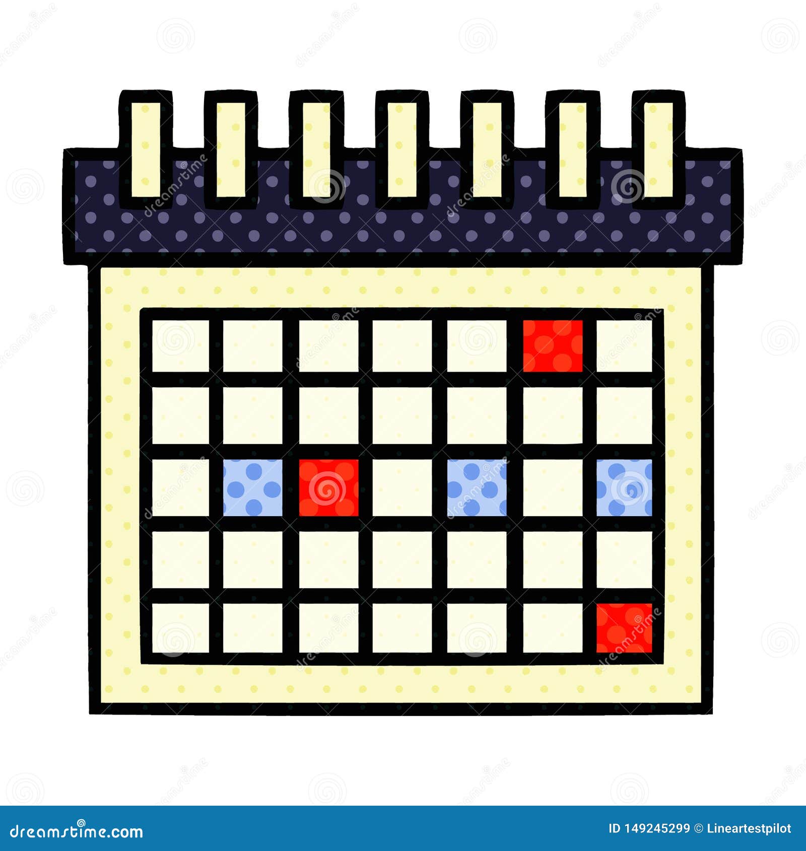 Comic Book Style Cartoon Work Calendar Stock Vector - Illustration of ...