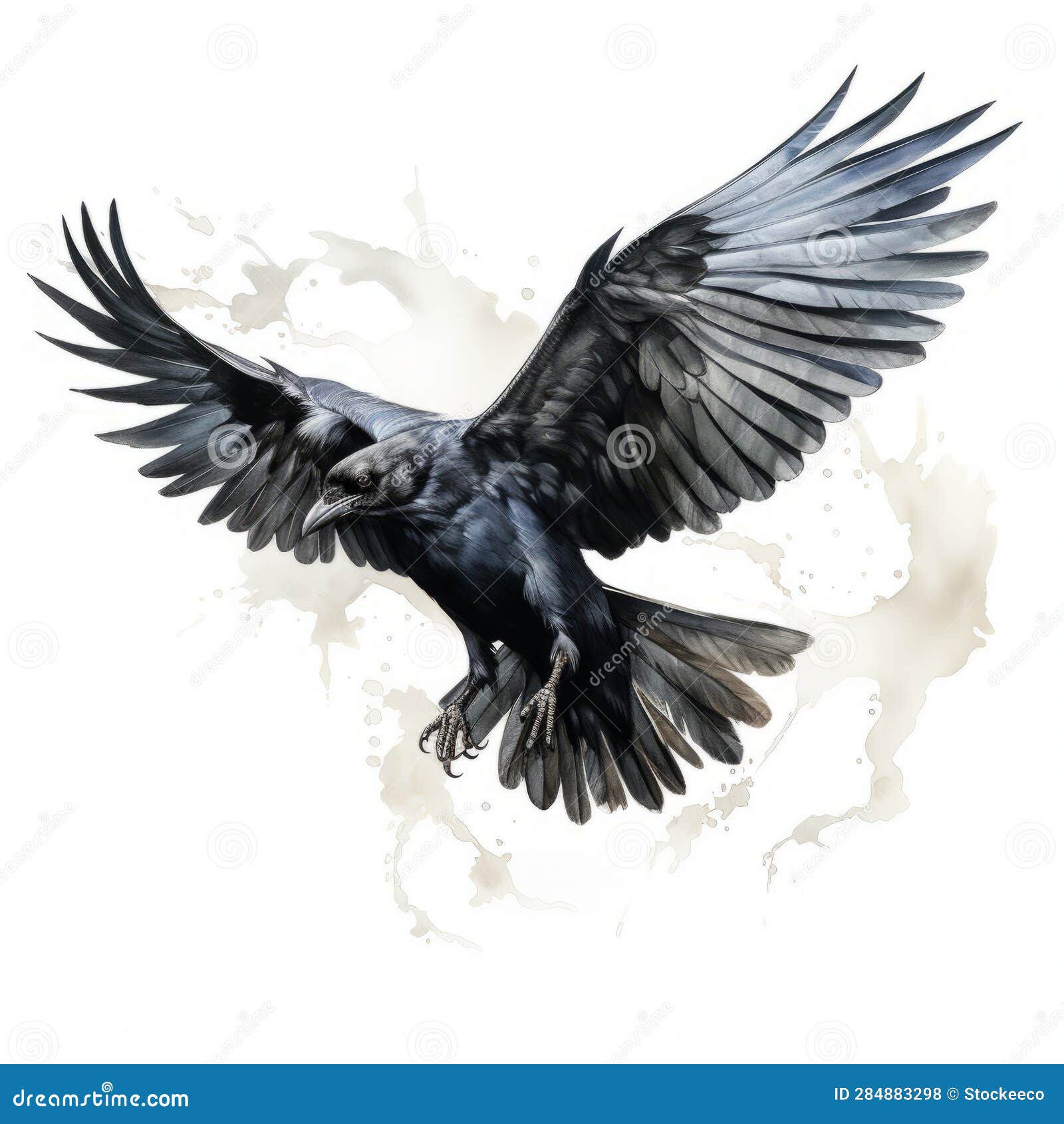 Comic Book Style Crow in Flight - Image Creation Stock Illustration ...