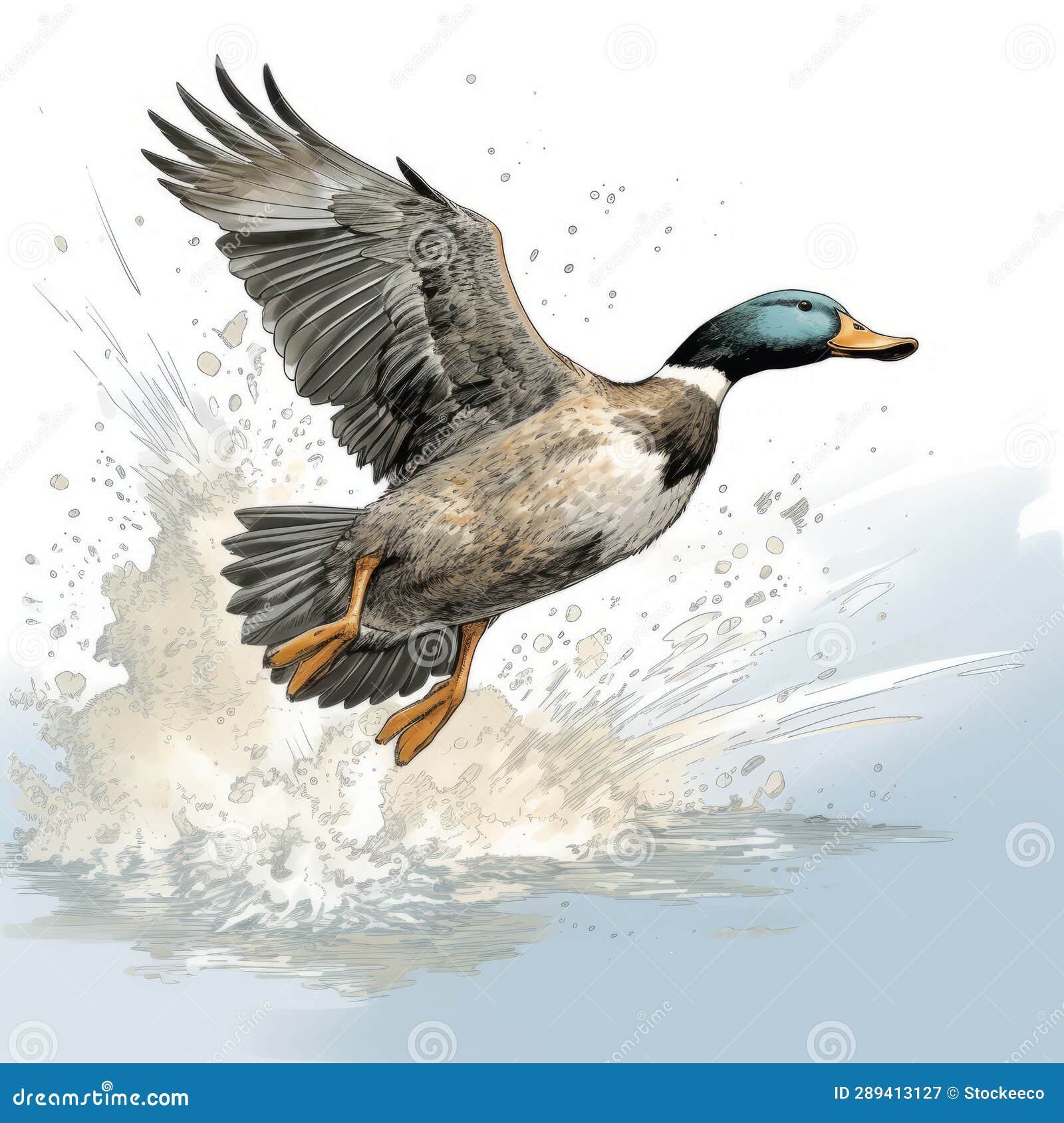 Comic Book Style Duck in Flight Image by Travis Charest Stock ...