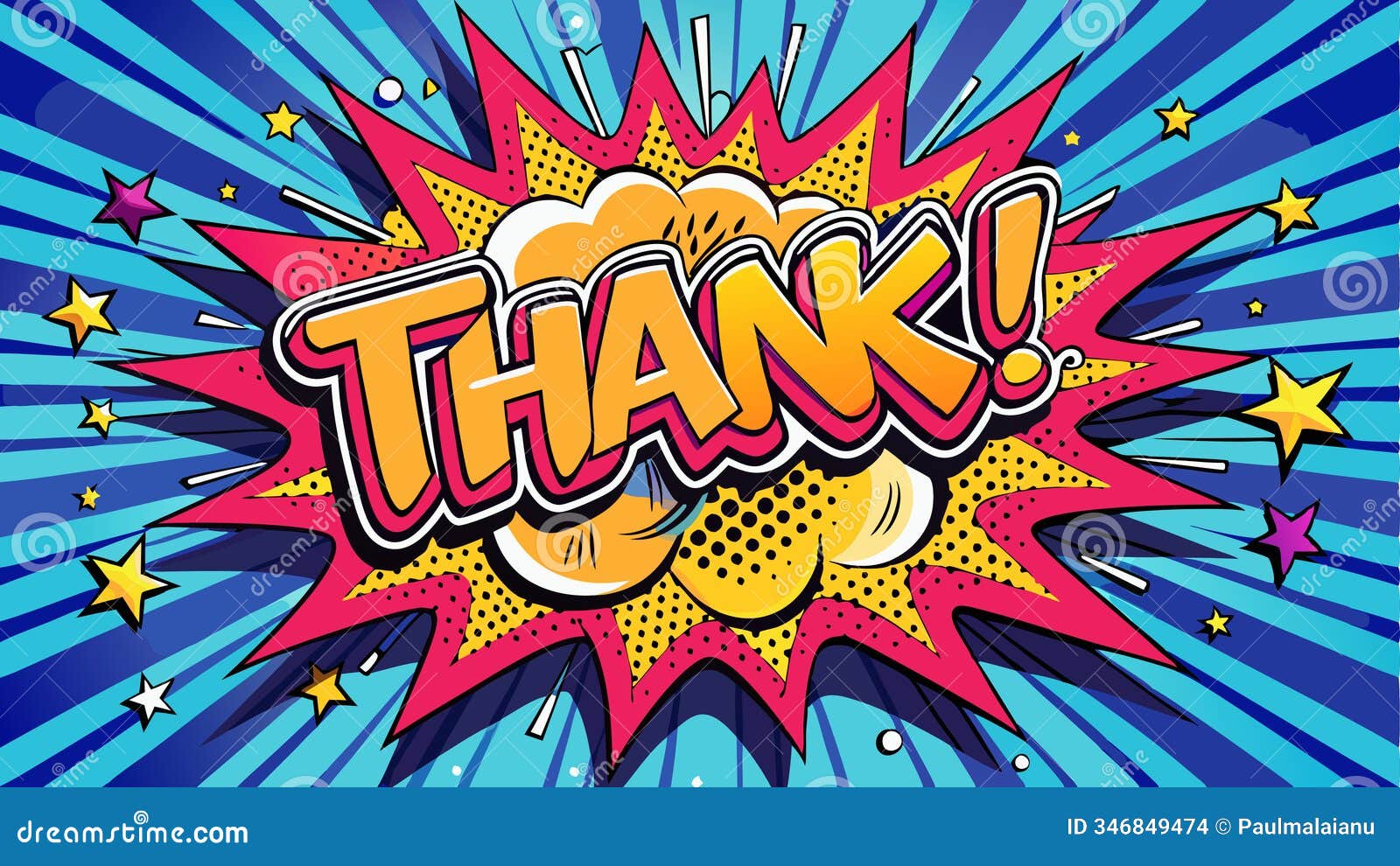 Comic Book Style Explosion with Thank Text. Stock Vector - Illustration ...