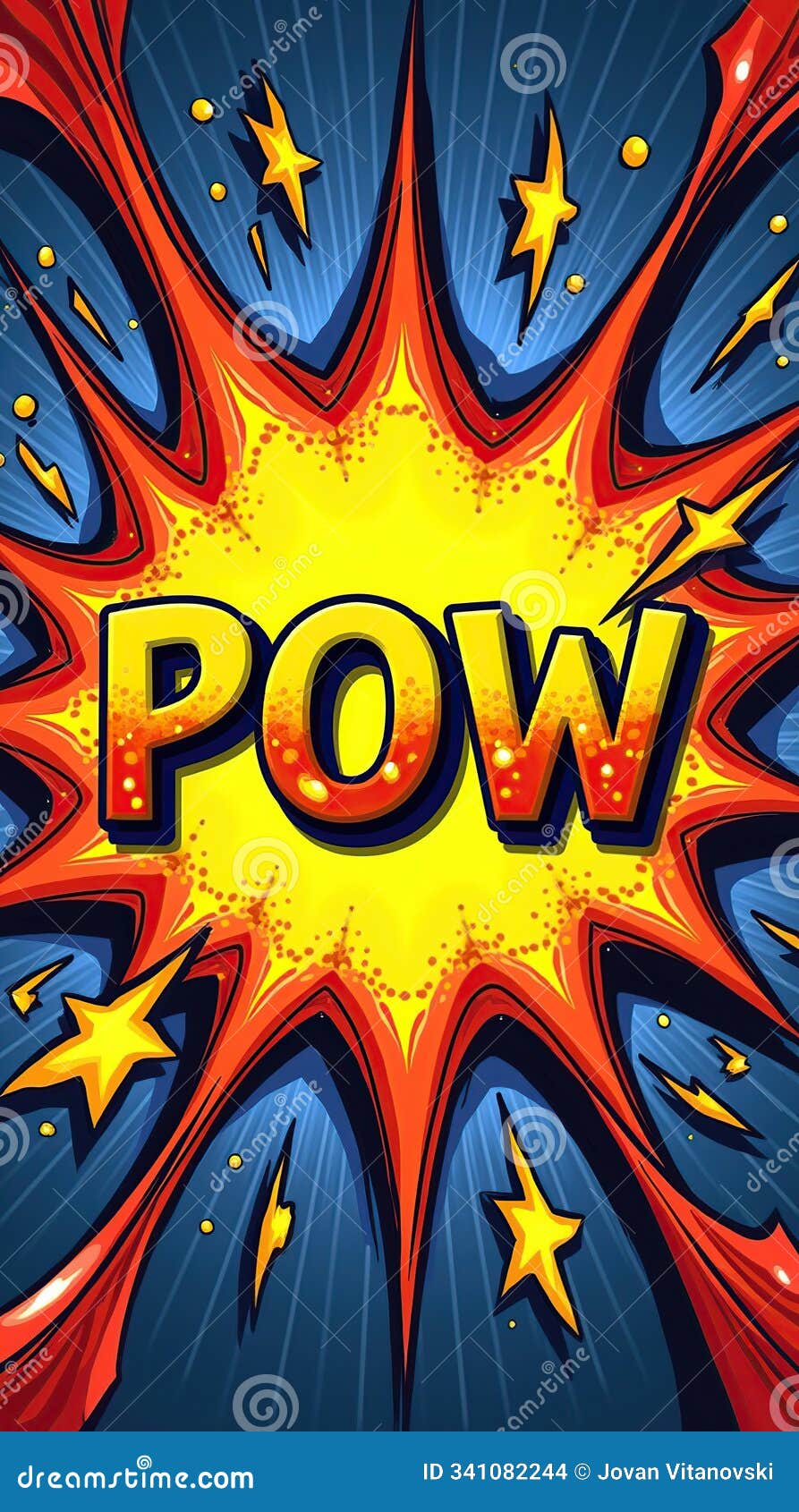 Comic Book Style Explosion with Vibrant Pow Text Impact Stock ...