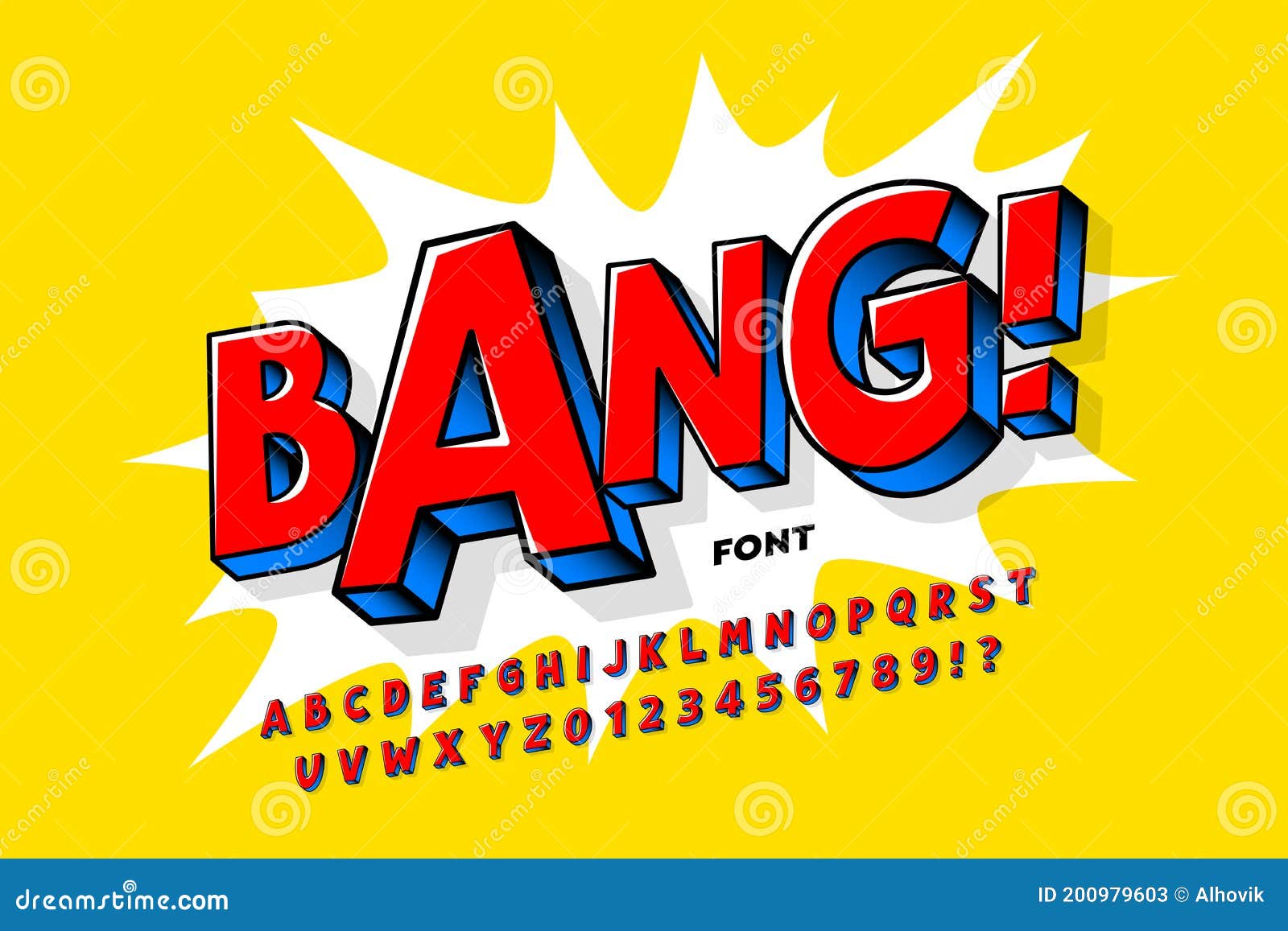 Comic book style font stock vector. Illustration of quot - 200979603