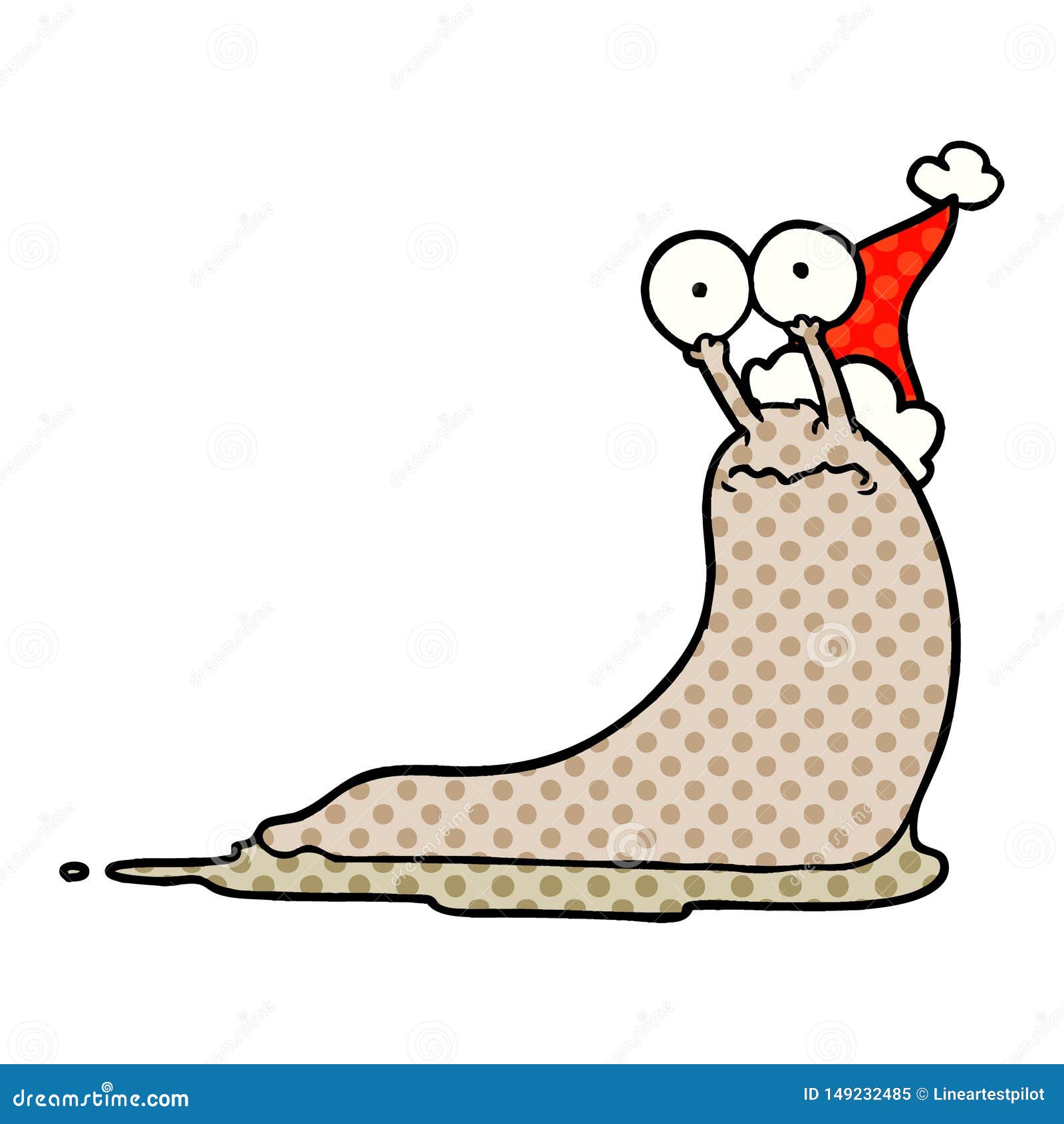 Comic Book Style Illustration of a Slug Wearing Santa Hat Stock Vector ...