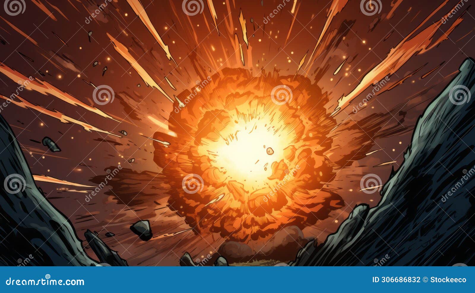 Comic Book Style Meteor Strike: Explosive Pigmentation and Impressive ...