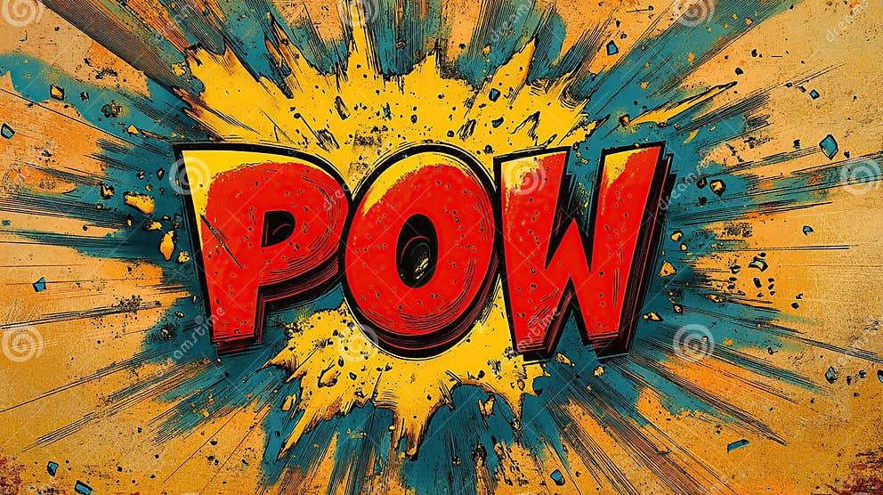 Comic Book Style POW Explosion with Vibrant Colors and Dynamic Effects ...