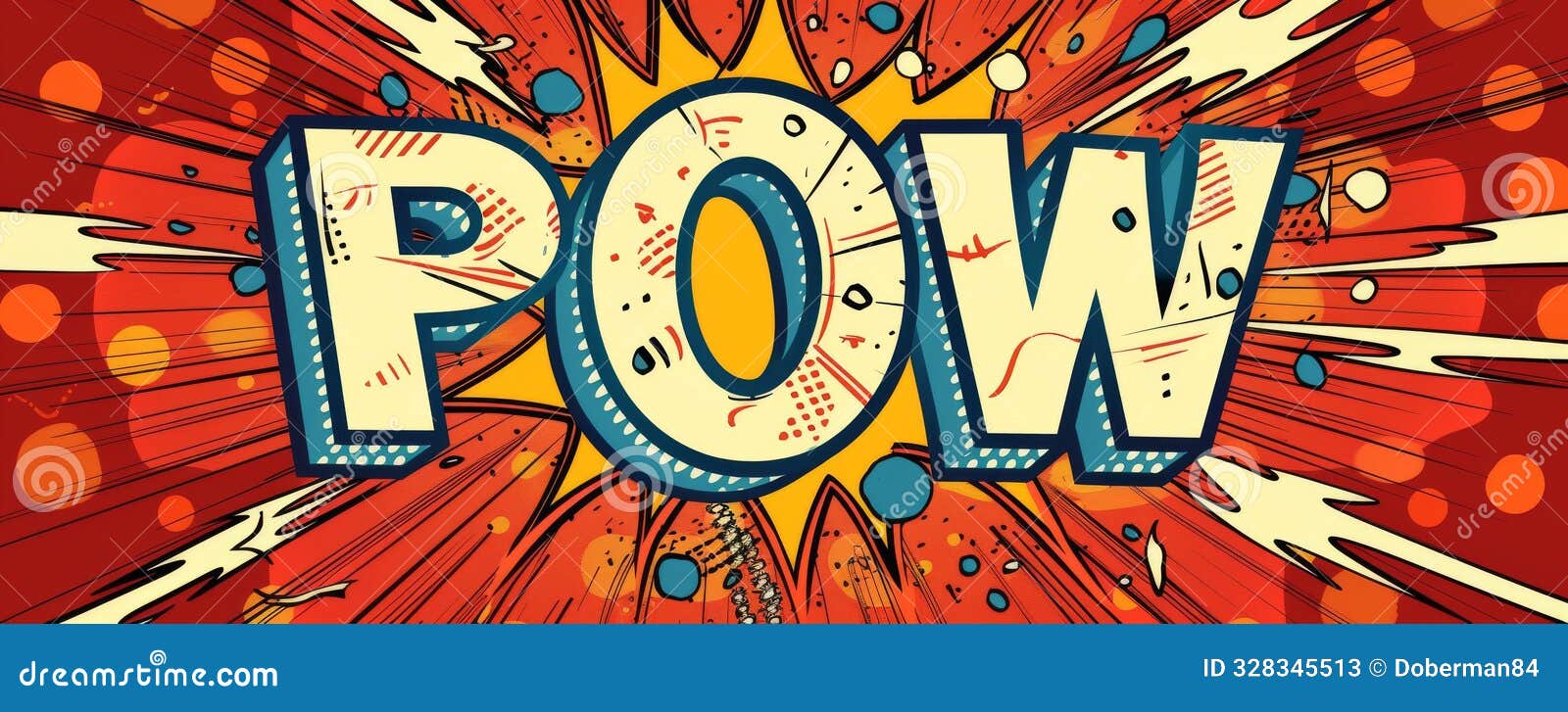 Comic Book Style POW Expression with Explosive Yellow and Red ...