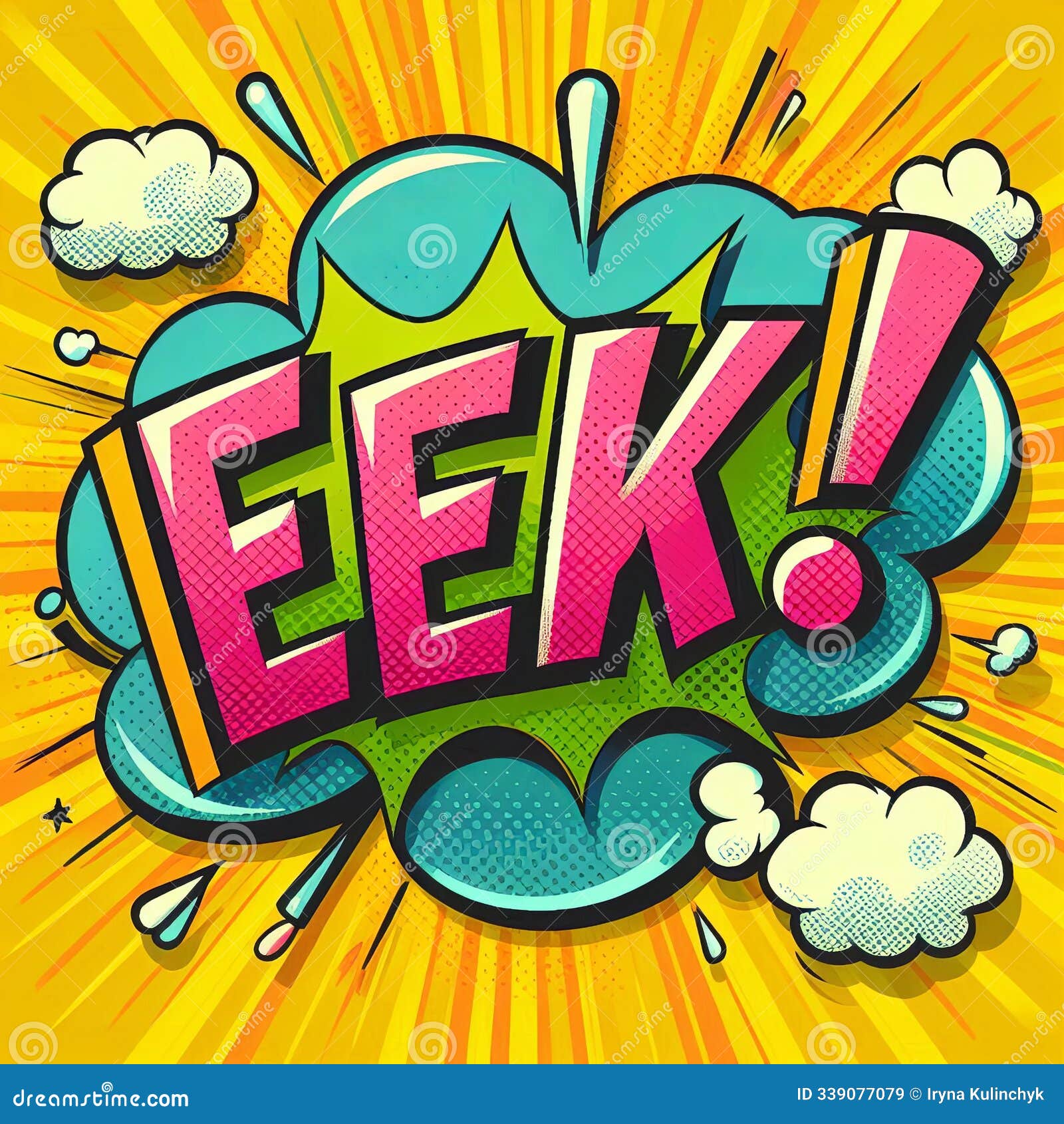 Comic Book Style Speech Bubble Expression EEK with Explosive Elements ...