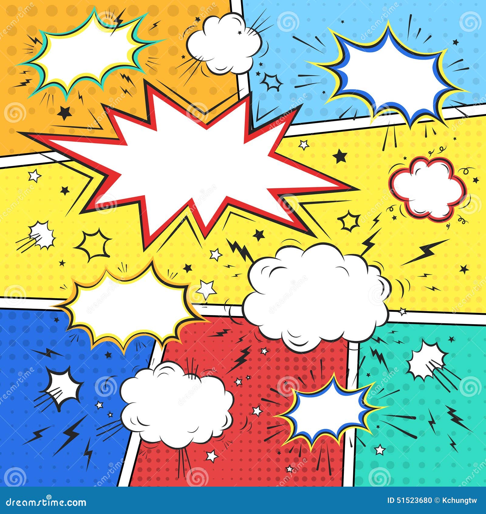 Comic Book Style Speech Bubbles Set Stock Illustration - Illustration ...