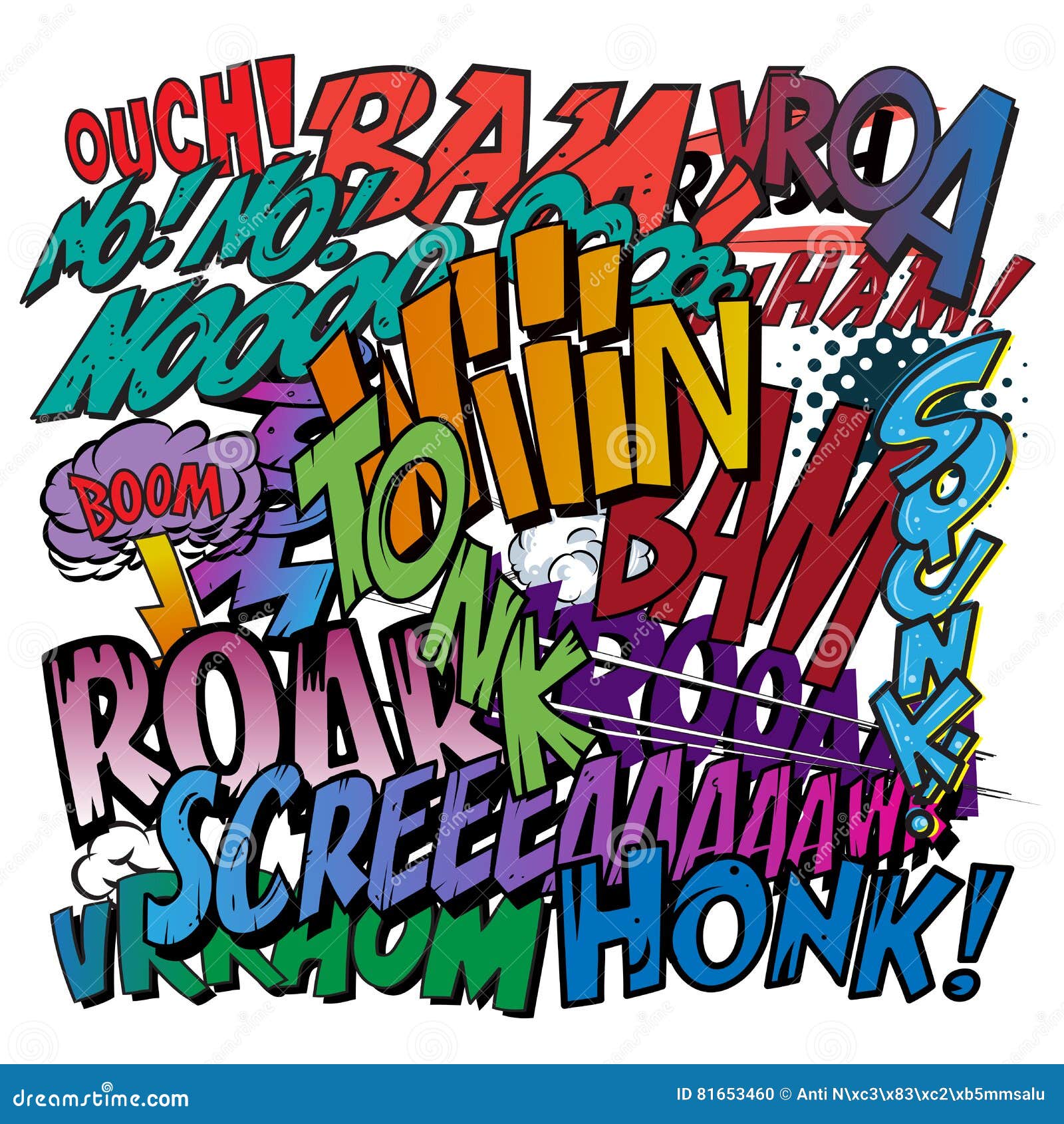 Comic book style words stock vector. Illustration of brown - 81653460