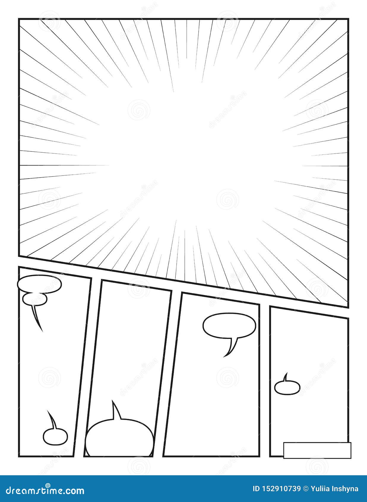 Comic Book Template for Drawing Stories with Halftone Effects and ...