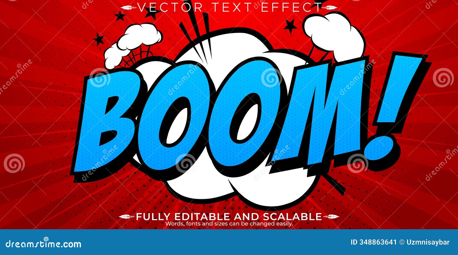 Comic Book Text Effect, Editable Cartoon and Pop Art Text Style Stock ...