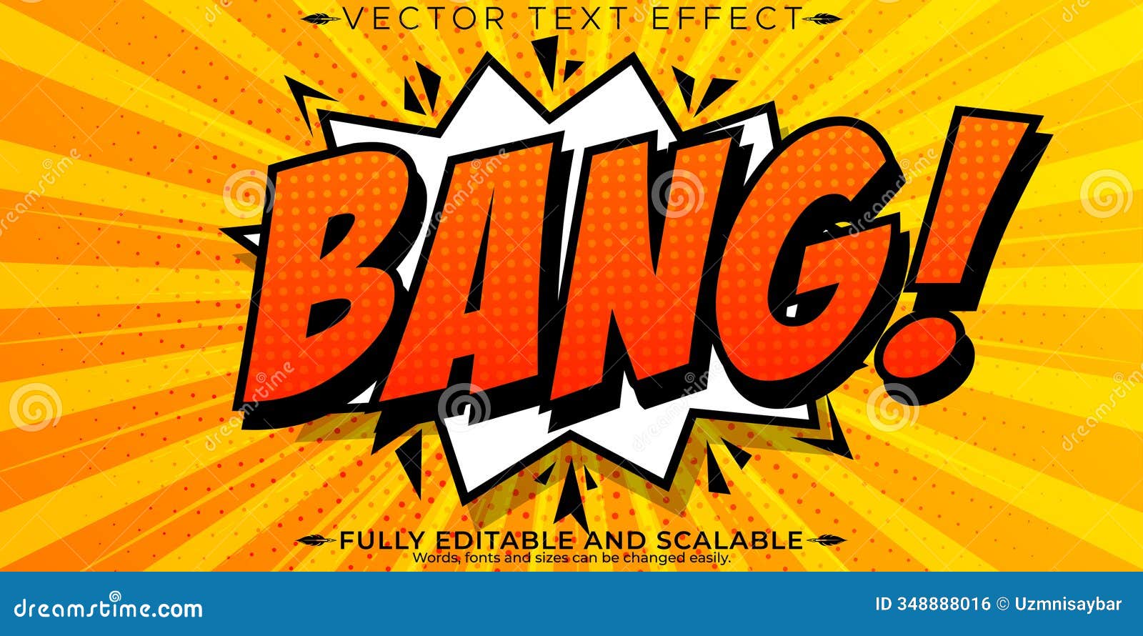 Comic Book Text Effect, Editable Cartoon and Pop Art Text Style Stock ...
