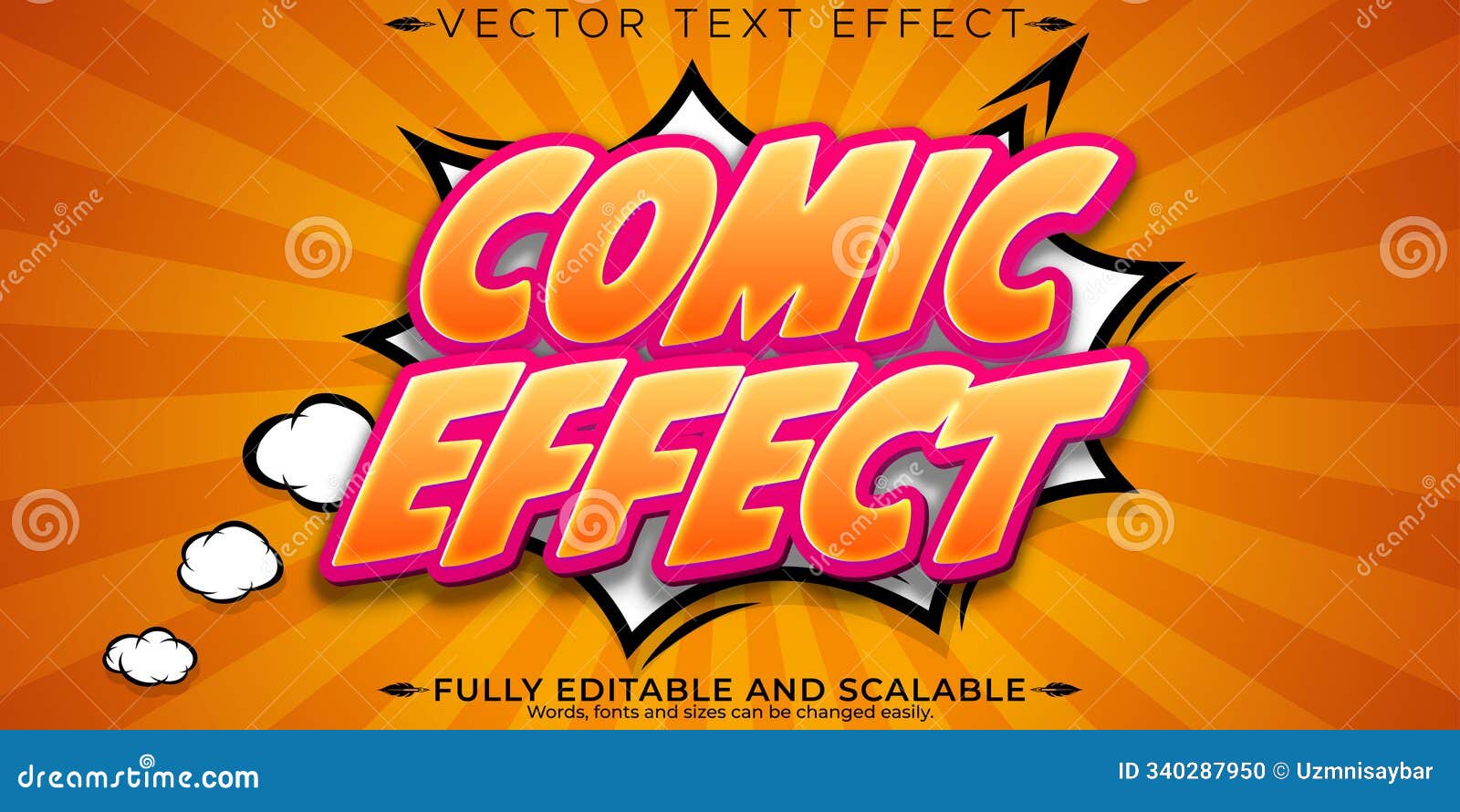 Comic Book Text Effect, Editable Cartoon and Pop Art Text Style Stock ...