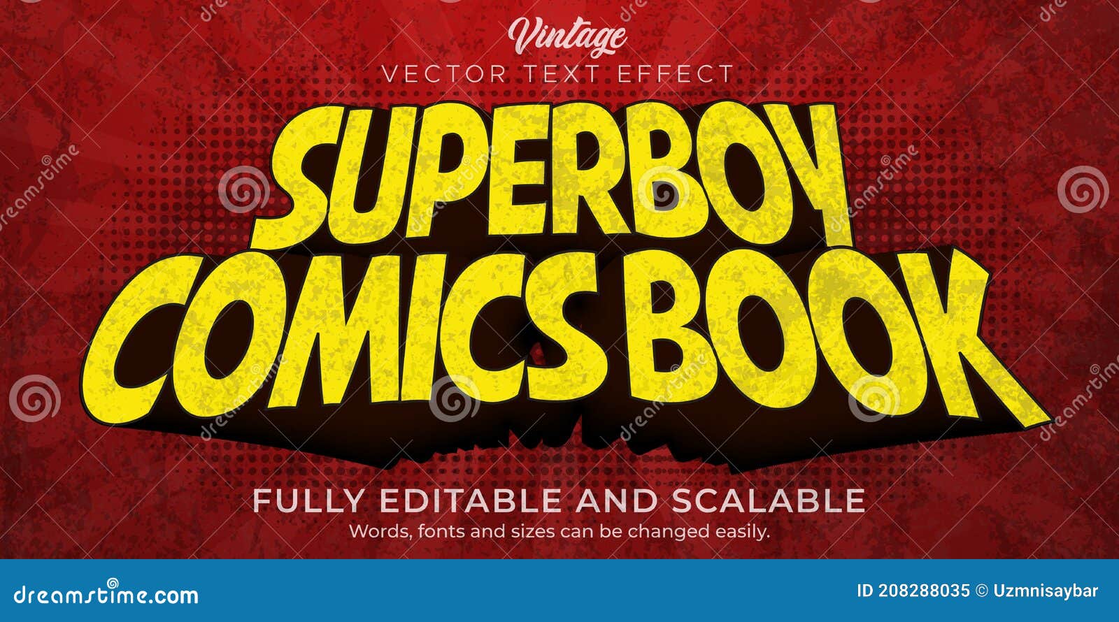 Comic Book Text Effect Editable Retro and Vintage Text Style Stock ...
