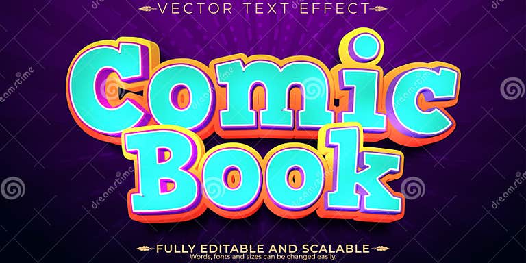 Comic Book Text Effect, Editable Retro and Vintage Text Style Stock ...