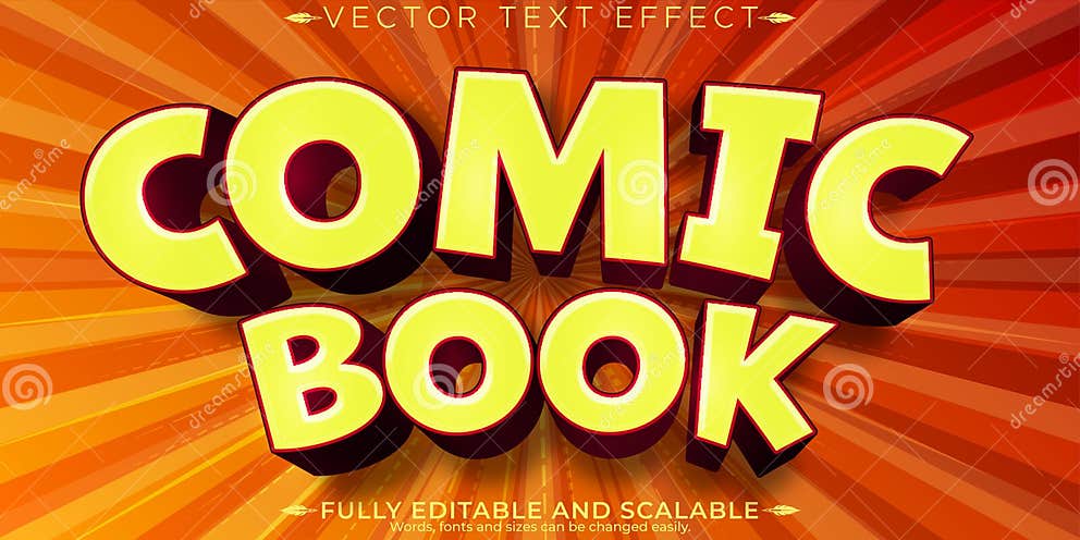 Comic Book Text Effect, Editable Retro and Vintage Text Style Stock ...