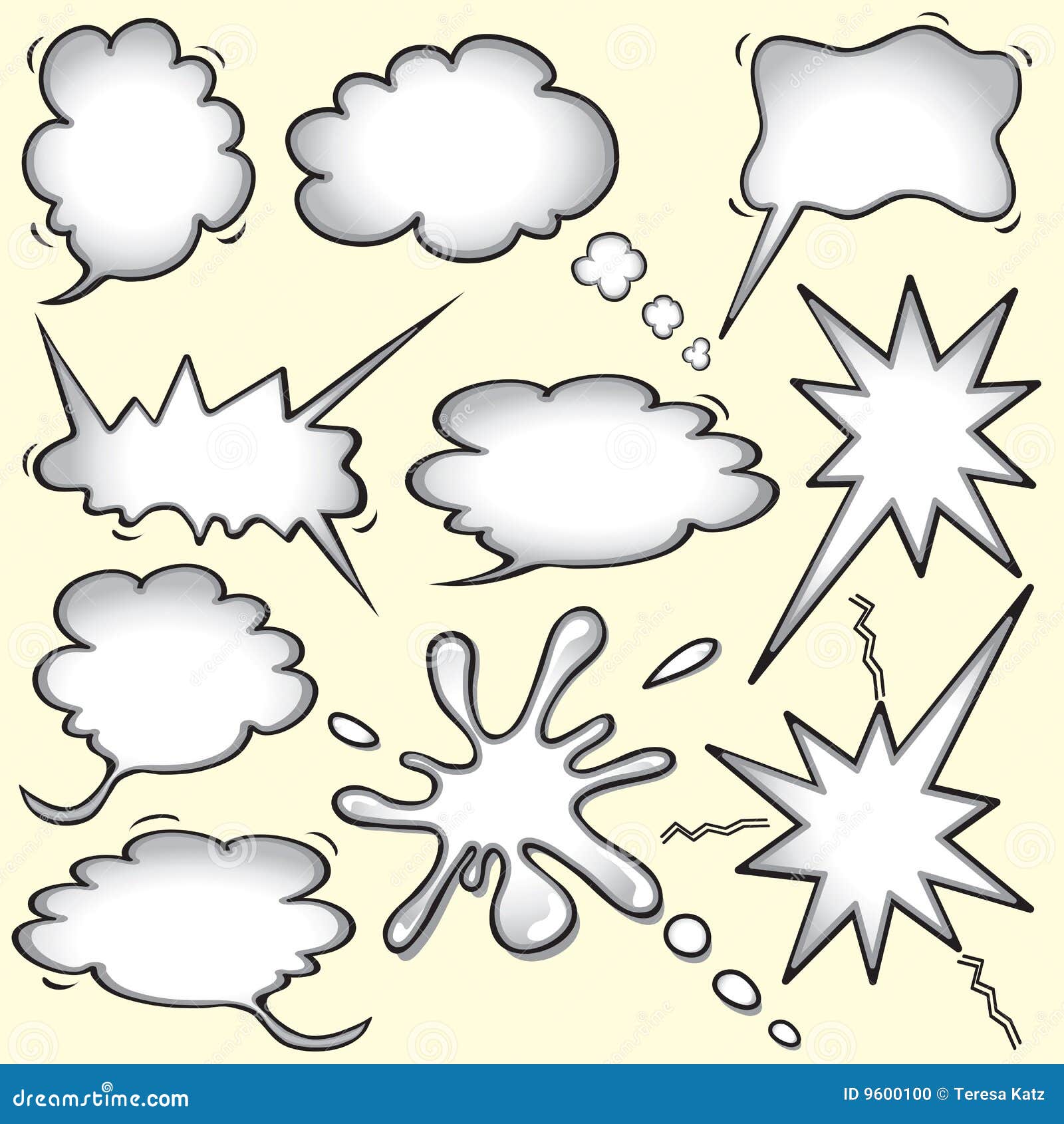 Comic book thought bubbles stock vector. Illustration of message - 9600100