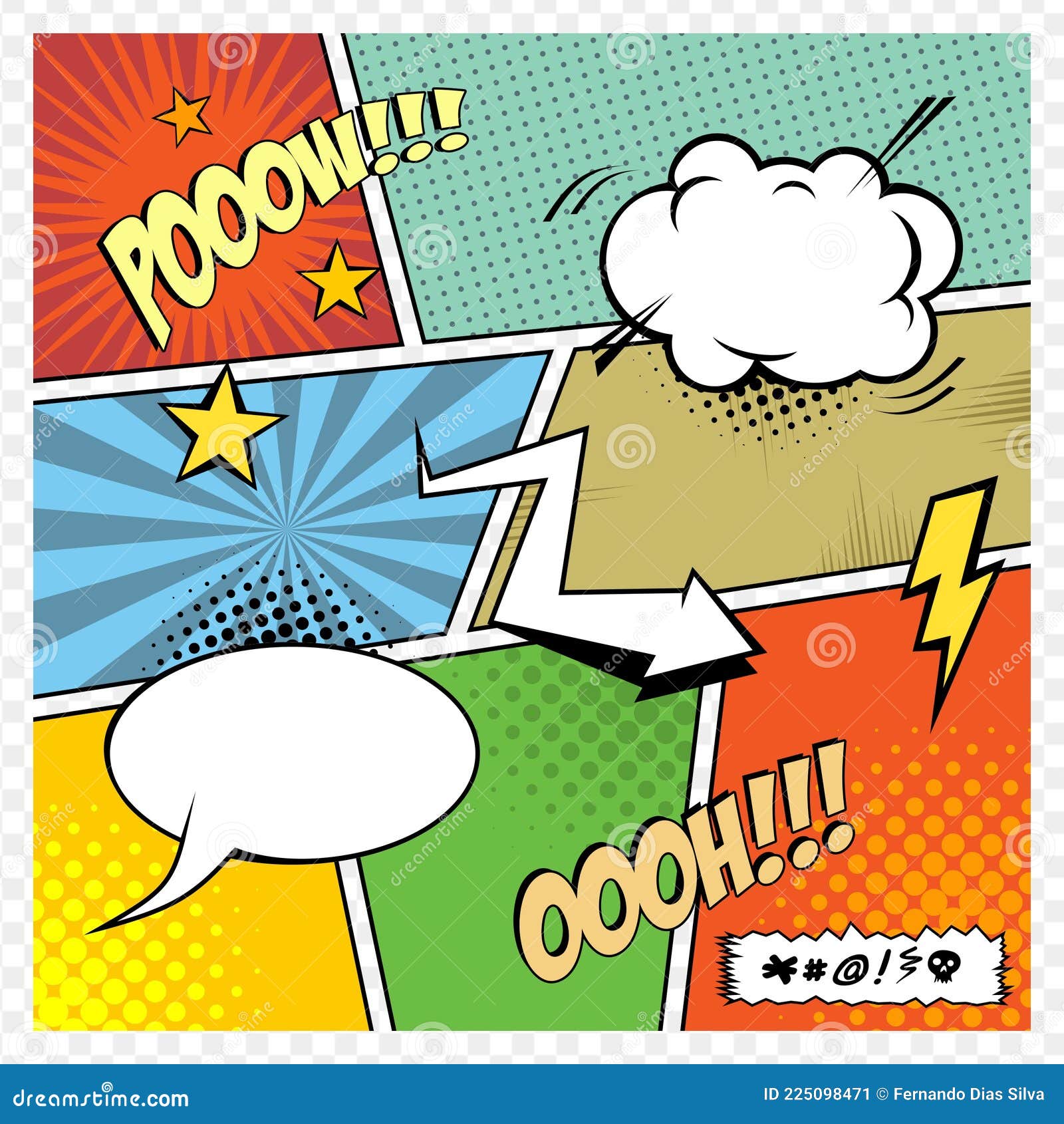 Comic Book with Various Cartoon Elements. Stock Vector - Illustration ...