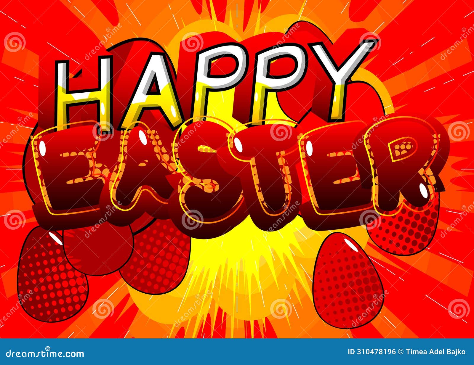 Comic Book Vector Illustrated Retro Happy Easter Poster, Pop Art ...