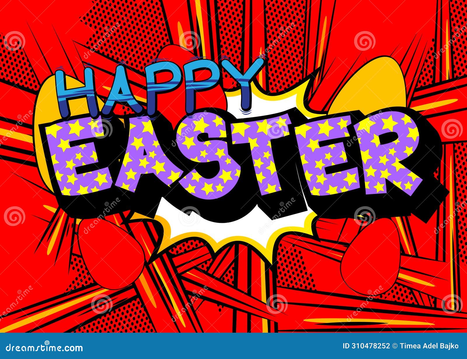 Comic Book Vector Illustrated Retro Happy Easter Poster, Pop Art ...