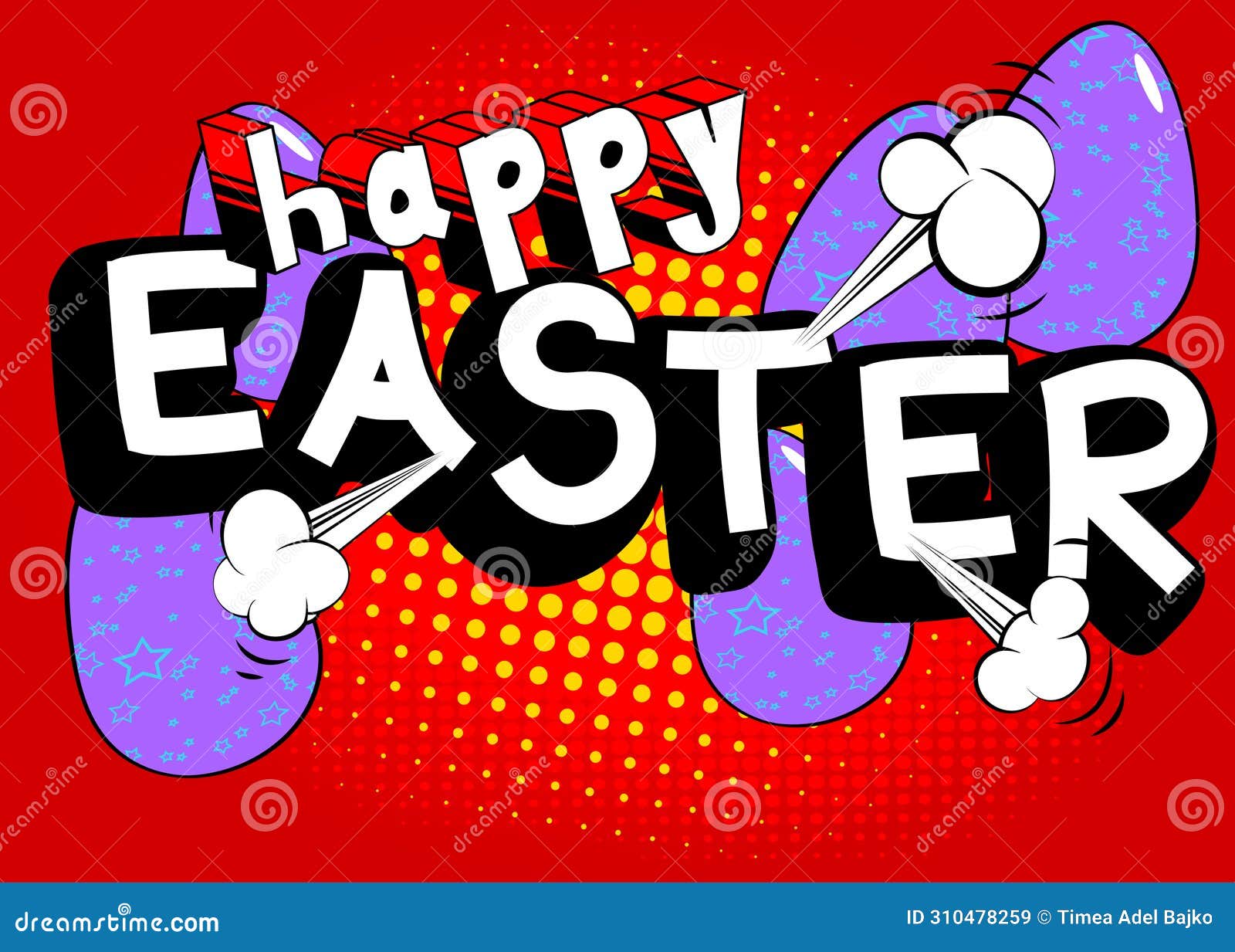 Comic Book Vector Illustrated Retro Happy Easter Poster, Pop Art ...