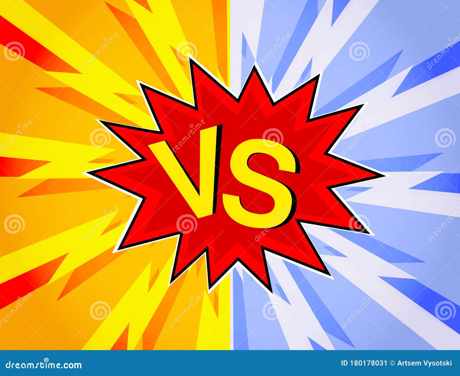 Comic Book Versus Template Background Classic Pop Art Style Superhero