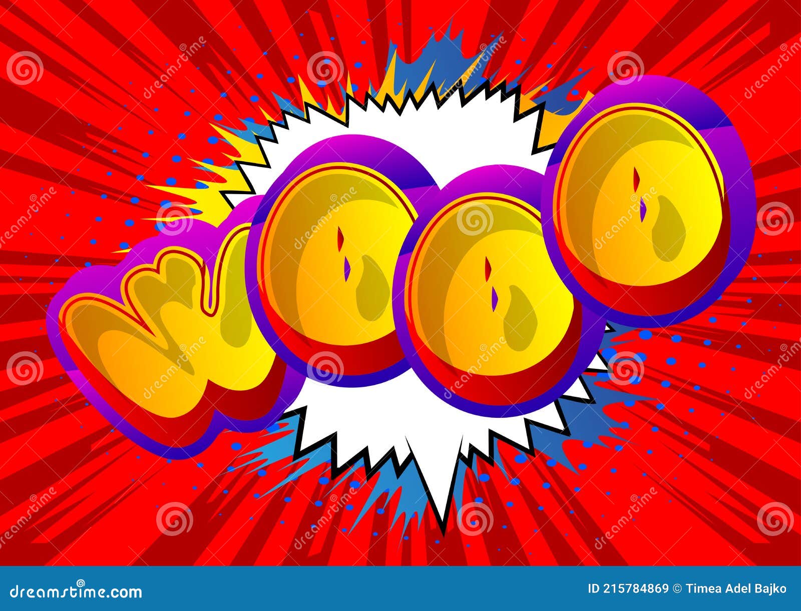 Comic Book Wooo Word Effect on Bright Abstract Background. Stock Vector ...