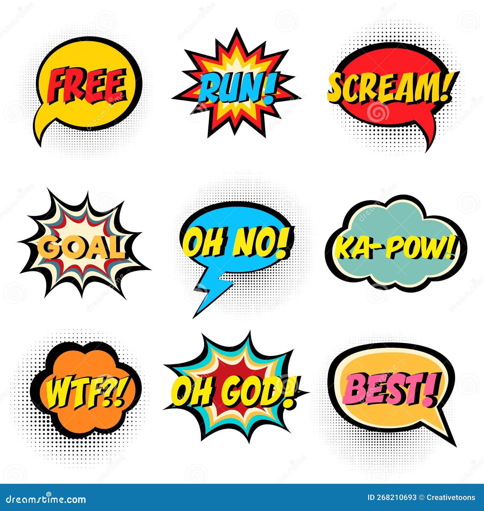 Comic Book Words. Comic Speech Bubble Set Stock Vector - Illustration ...
